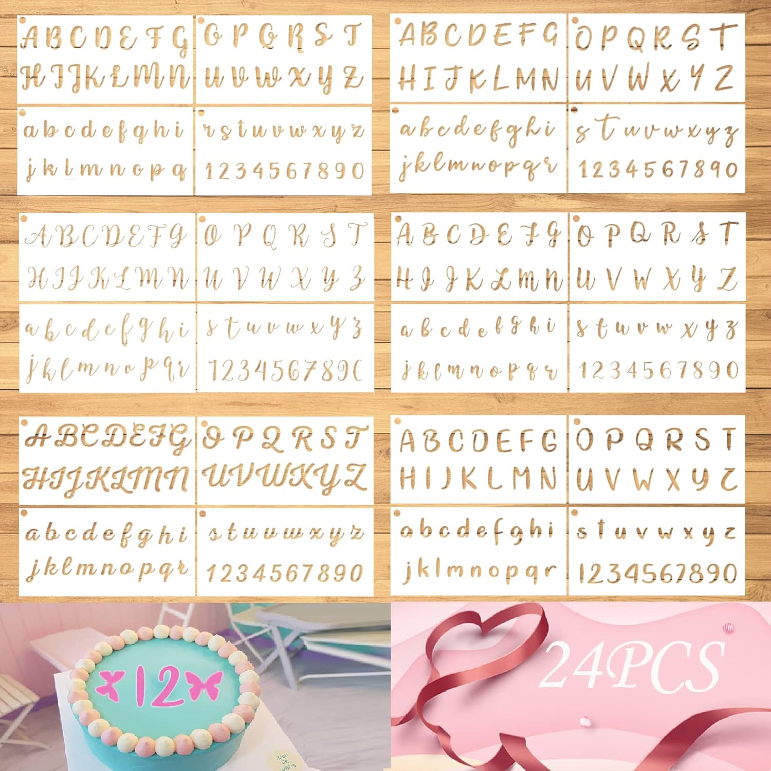 24 PCS Alphabet Number Stencils Letters Templates Reusable Plastic ...
