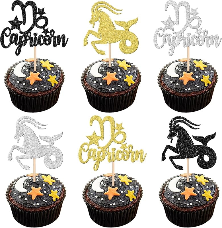 24 PCS Aries Cupcake Toppers Glitter 12 Constellation Aries Cupcake ...