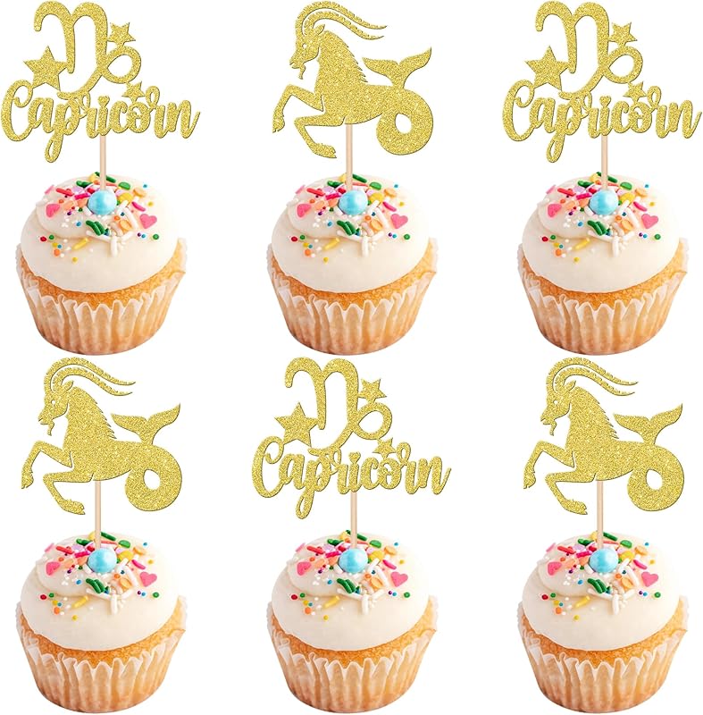 24 PCS Aries Cupcake Toppers Glitter 12 Constellation Aries Cupcake ...