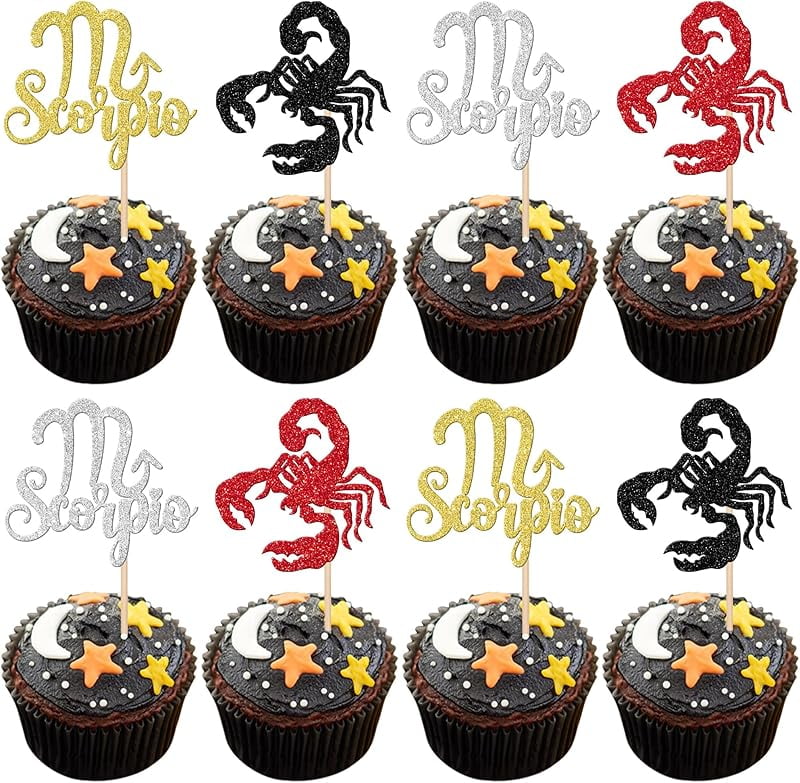24 PCS Aries Cupcake Toppers Glitter 12 Constellation Aries Cupcake ...