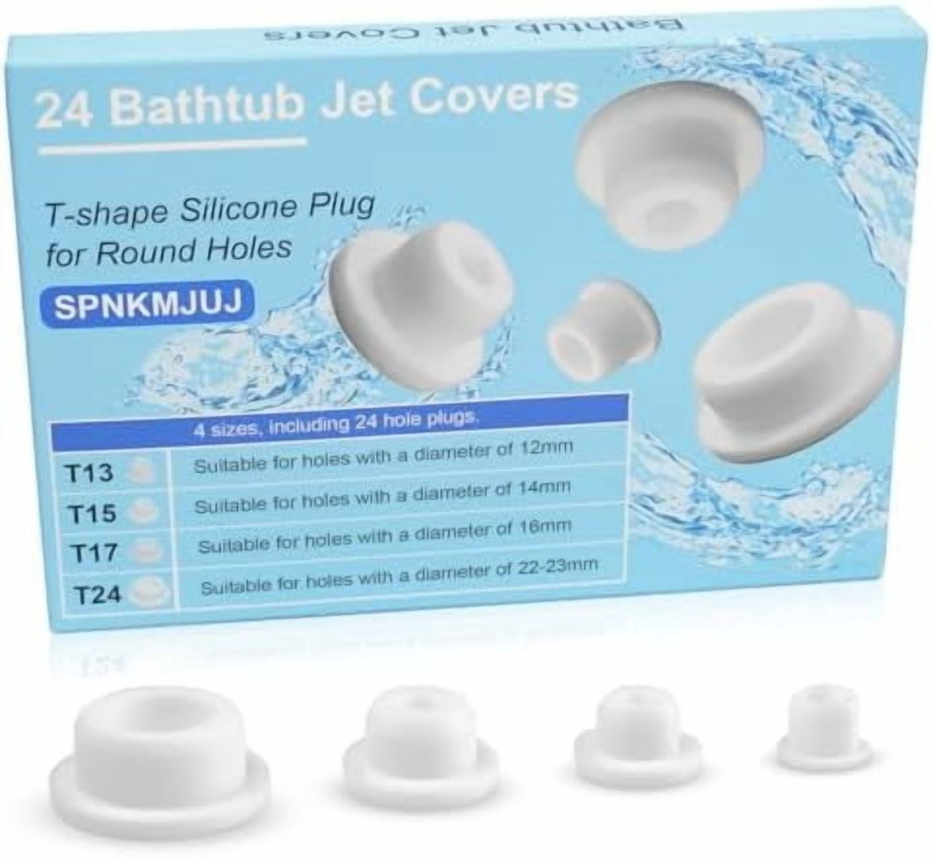 24 PCS Bathtub Jet Covers Silicone Hole Plug White Tube Plugs 4 Sizes ...