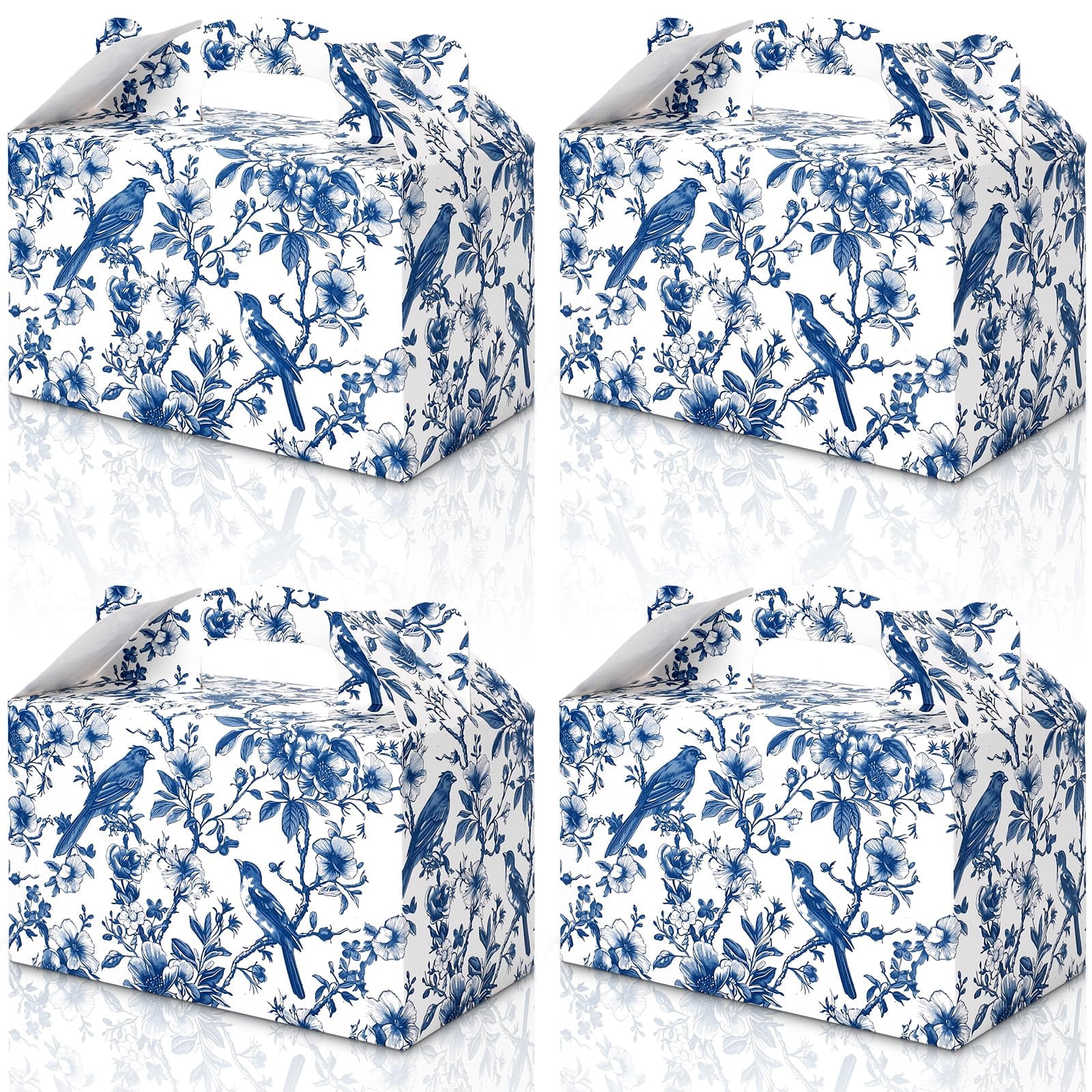 24 PCS Blue Floral MSF2 Bird Paper Gift Boxes, Day Favor Gift Gable ...