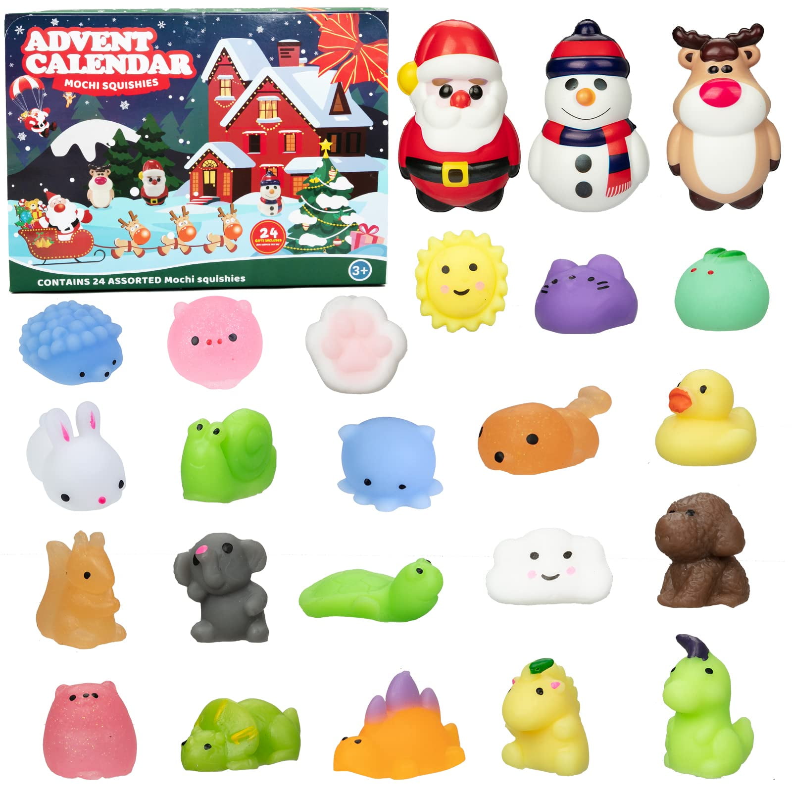 24 PCS Christmas MochiSqu-ishyToys,MiniSqu-ishyAnimal Squishies for ...