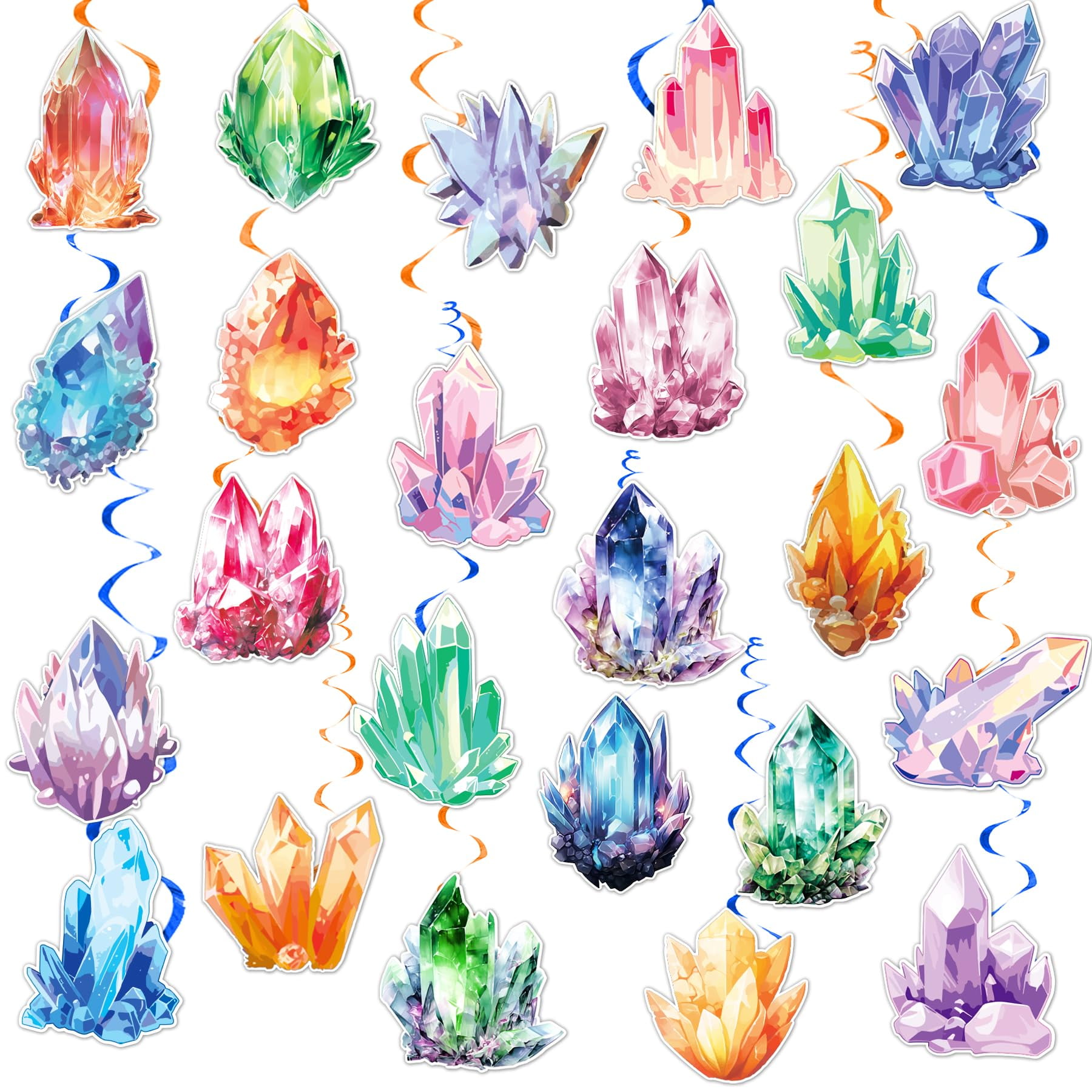 24 PCS Crystal Hanging Swirl Decorations Crystal Ceiling Streamers ...