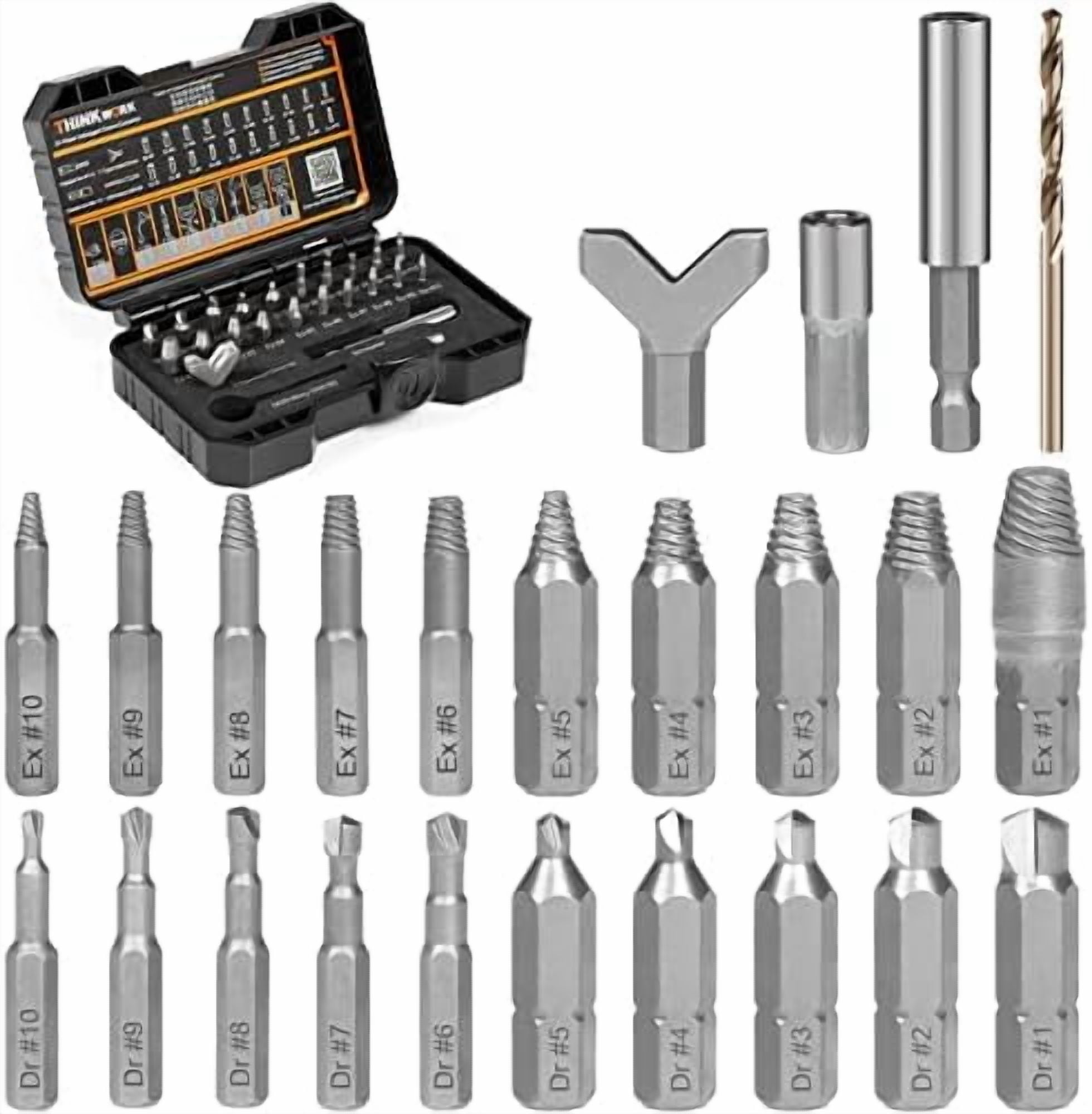 24 PCS Damaged Stripped Screw Extractor Set, HSS 6542 (68 HRC), Easy ...