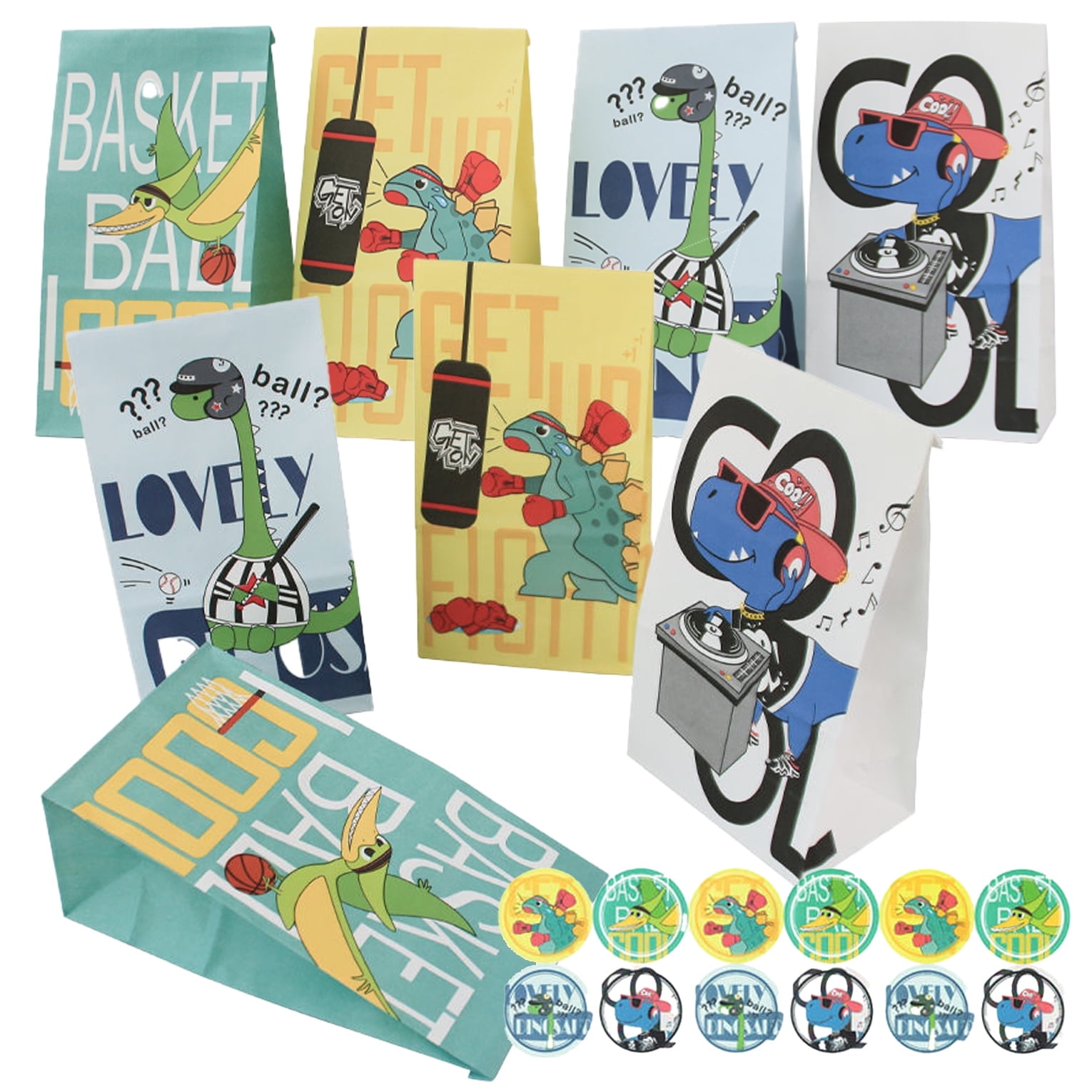 24 PCS Dinosaur Gift Bags Dinosaur Goodie Bags Dinosaur Birthday Party ...