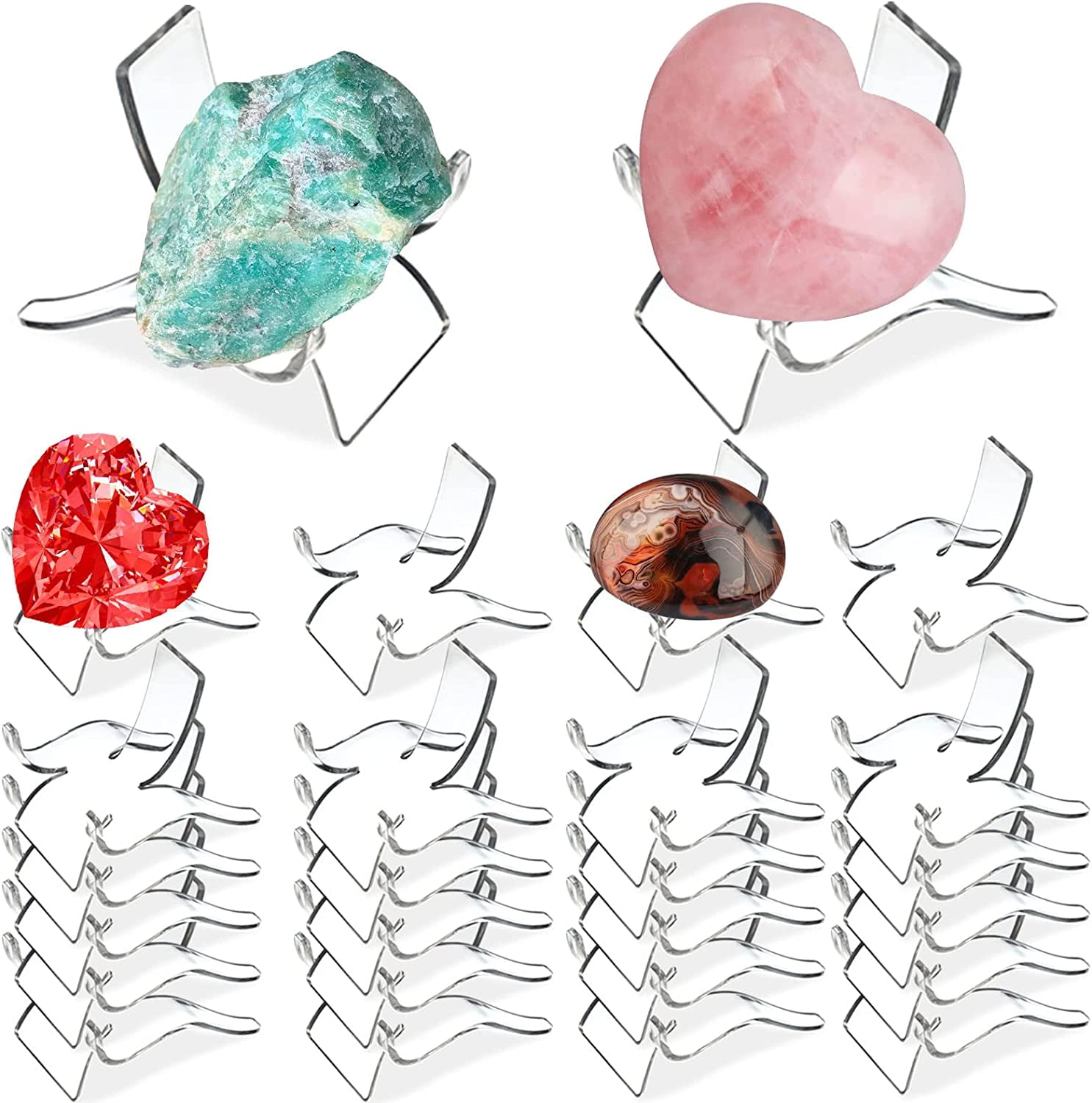 (24 PCS）Display Stand,Acrylic Rock Display stands,Clear Display Easel ...