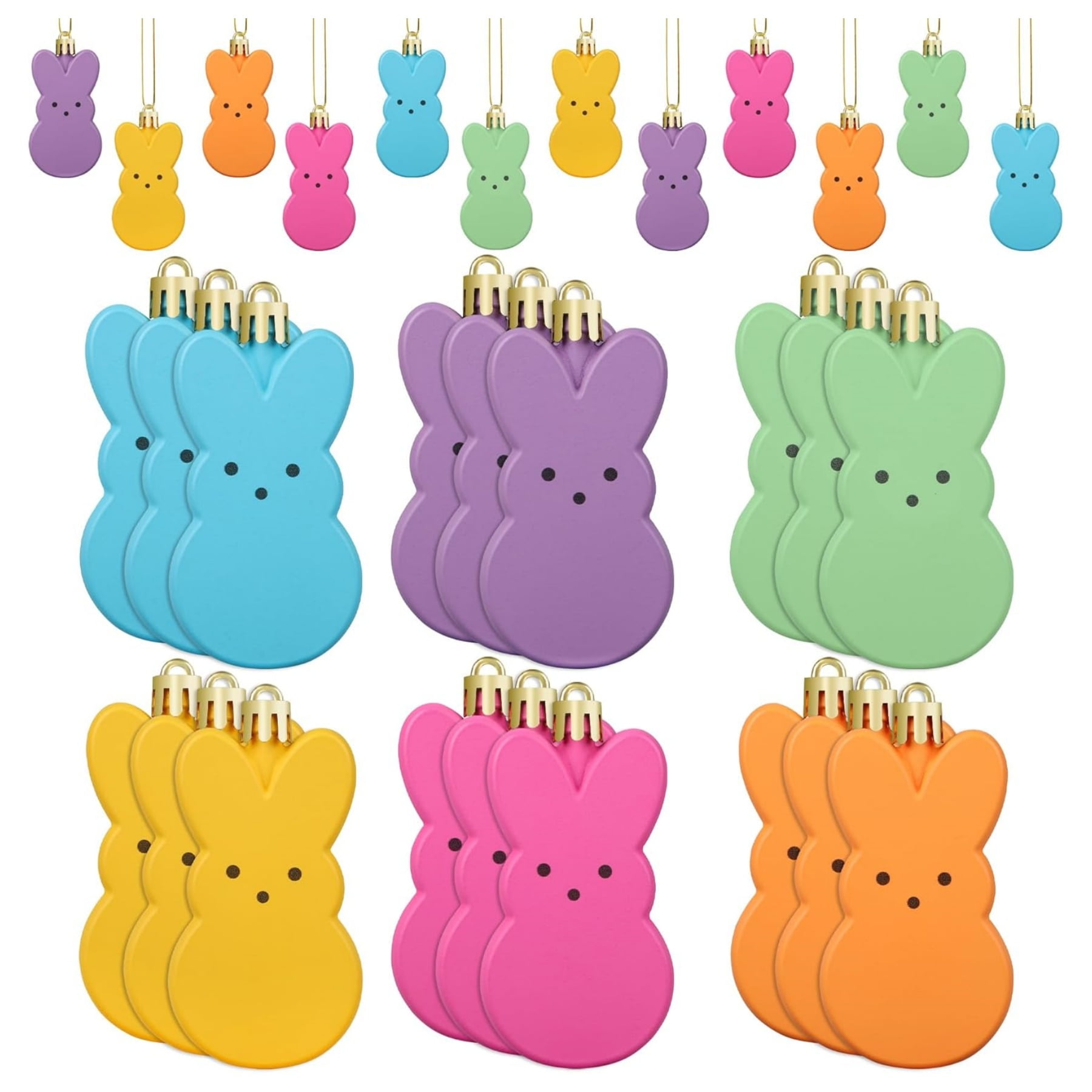 24 PCS Easter Bunny Hanging Ornaments Colorful for Tree Decorations ...