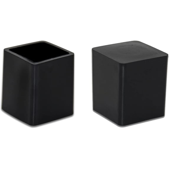 24 PCS Flexible PVC Furniture Caps Table Feet Covers Black Square Floor ...