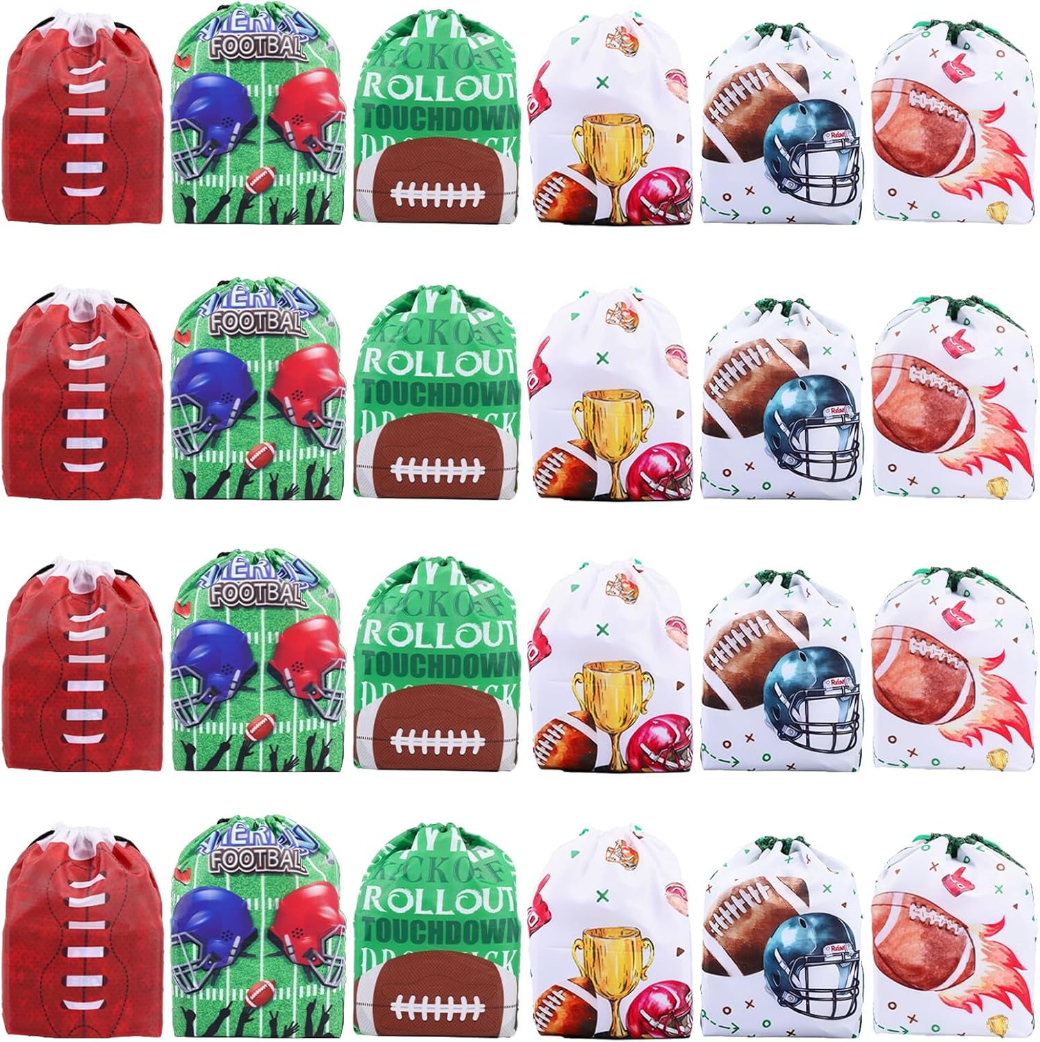 24 PCS Football Drawstring Bag Football Party Favors Bag Football Gift ...