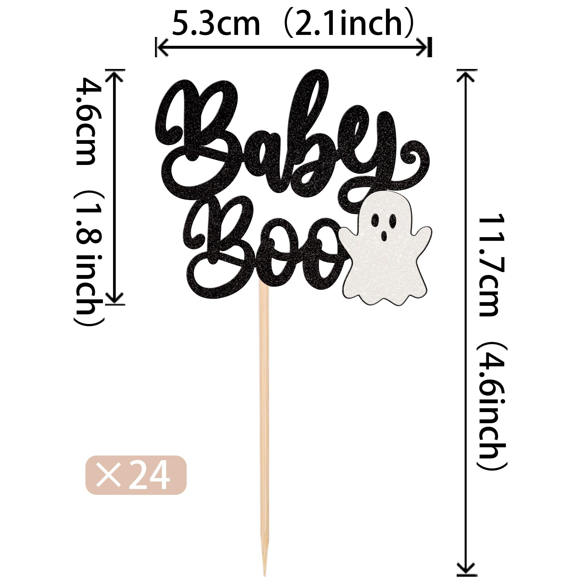 24 PCS Ghost AJH3 Baby Boo Cupcake Toppers Glitter Little Boo Halloween ...