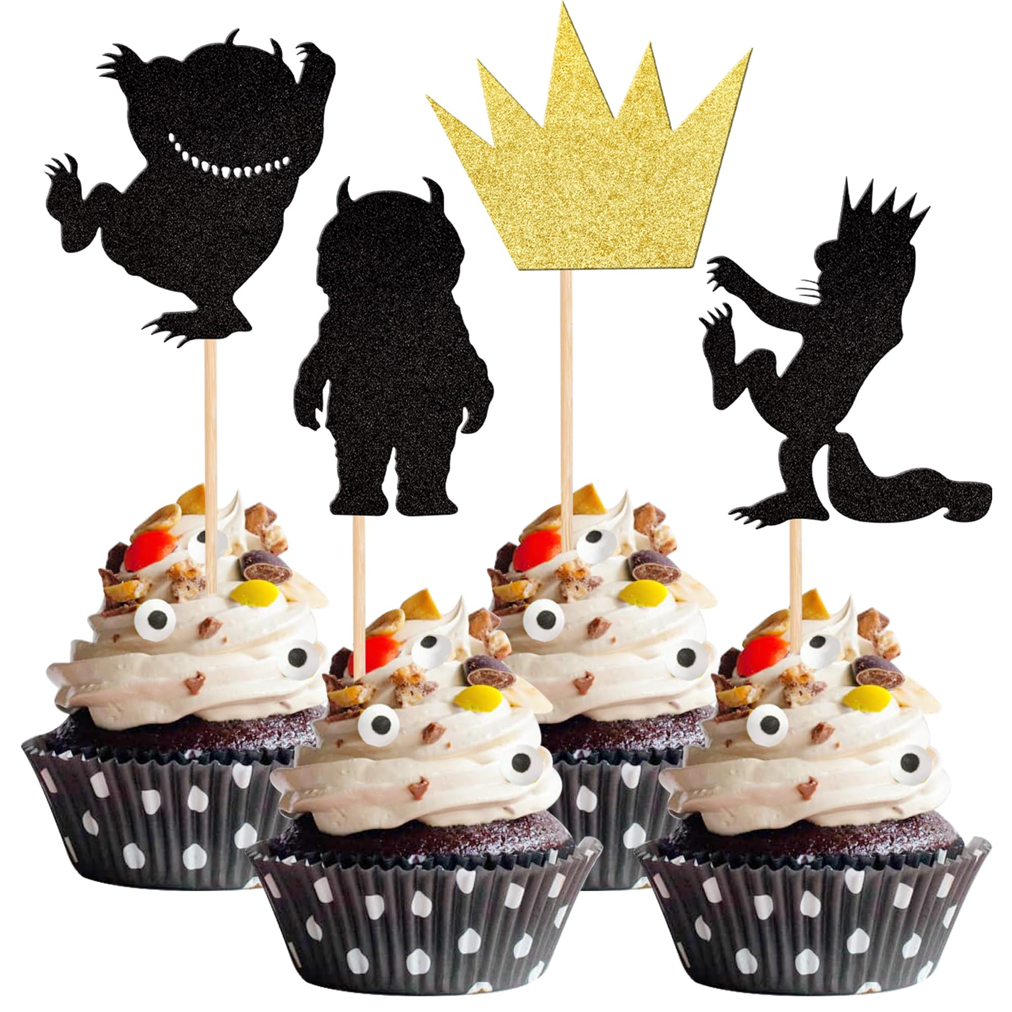 24 PCS GlitterITSC Where The Wild Things Are Inspired Cupcake Toppers ...