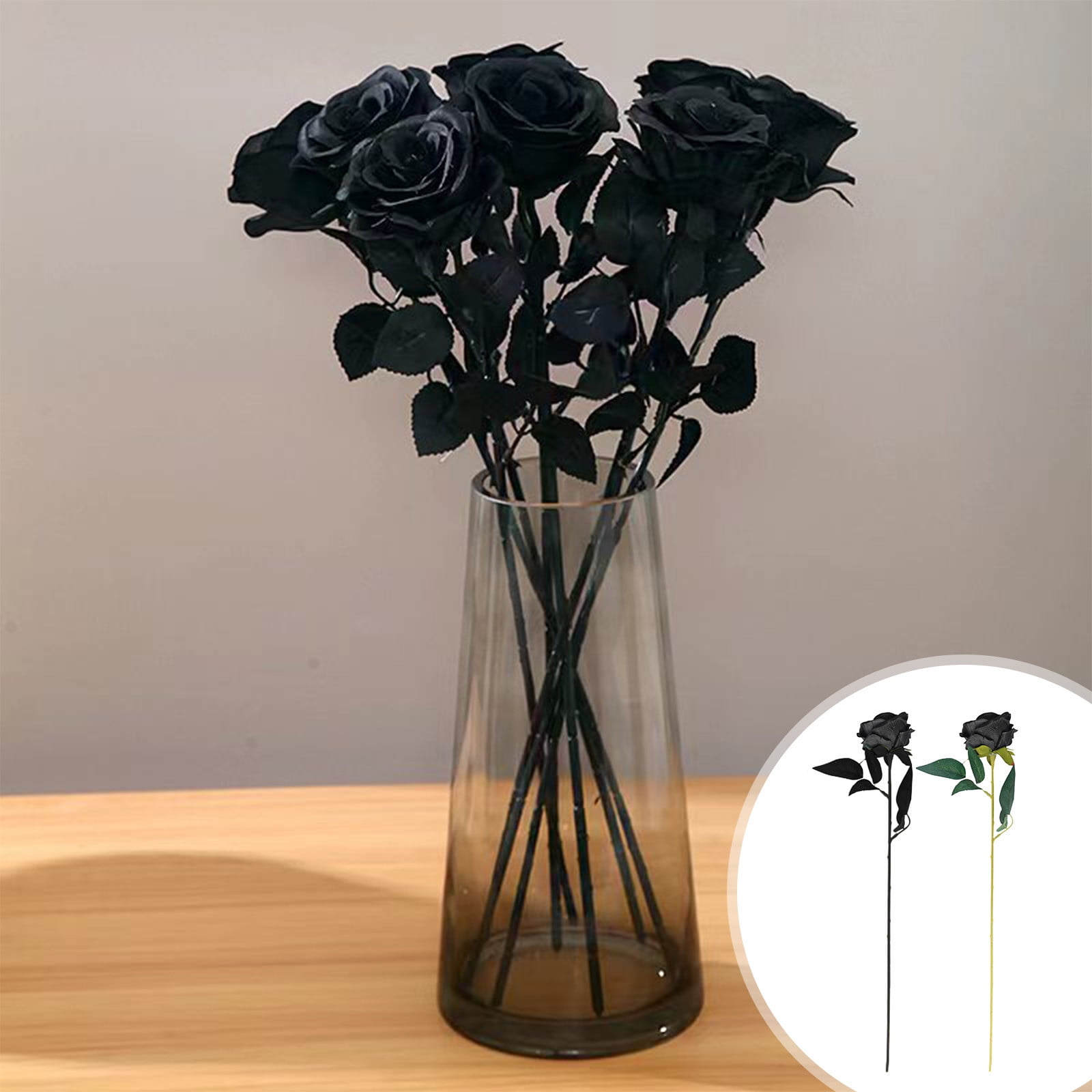 24 PCS Halloween Black Roses with Eyeballs Black Flowers with Stem ...