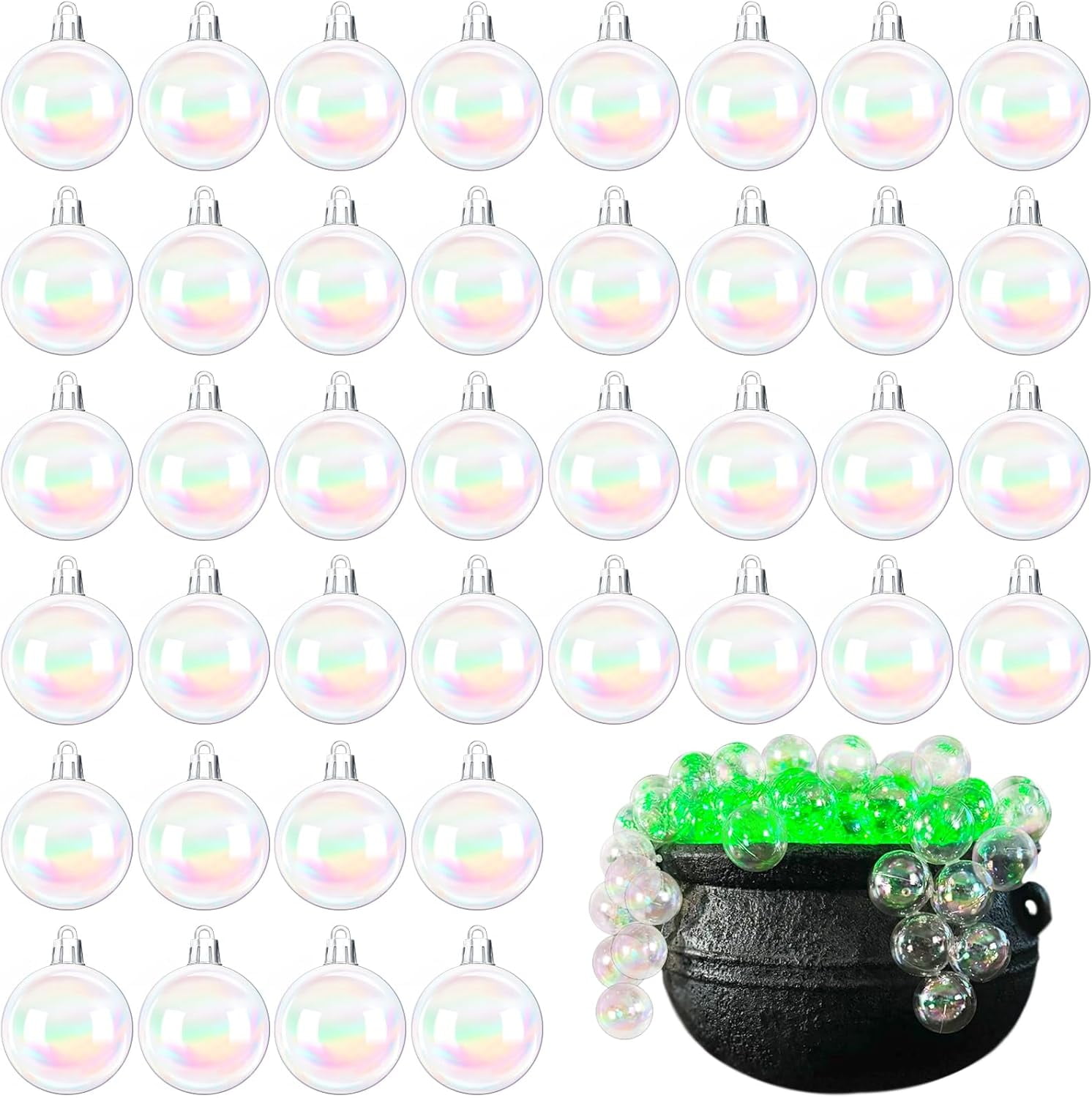 24 PCS Iridescent Ornaments Balls,2inch/5cm Clear Christmas Rainbow ...