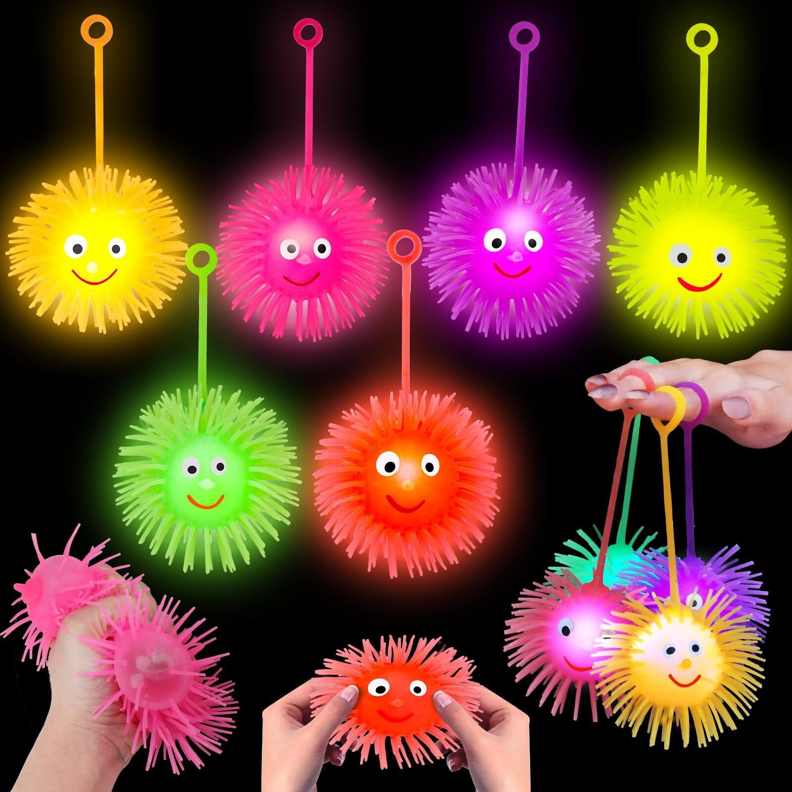 24 PCS LED Puffer Balls Light Up Party Favors for Kids 4-8 8-12 Bulk ...