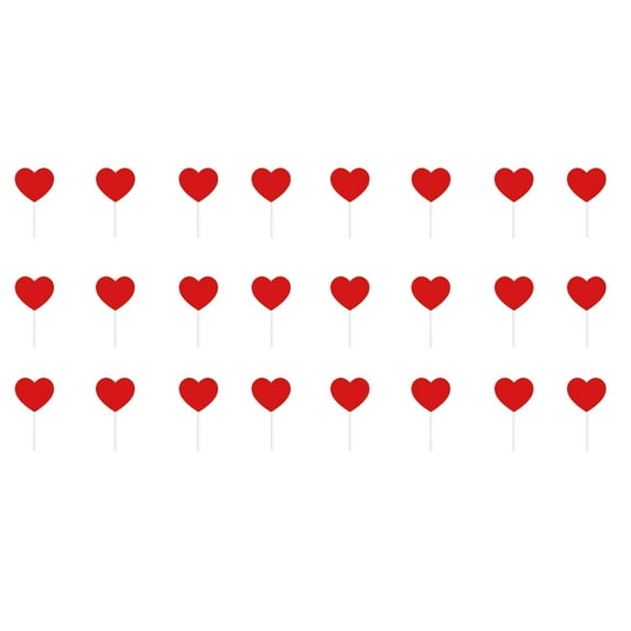 24 PCS Love Heart Cupcake Toppers - Red Romantic Valentine's Day Picks ...