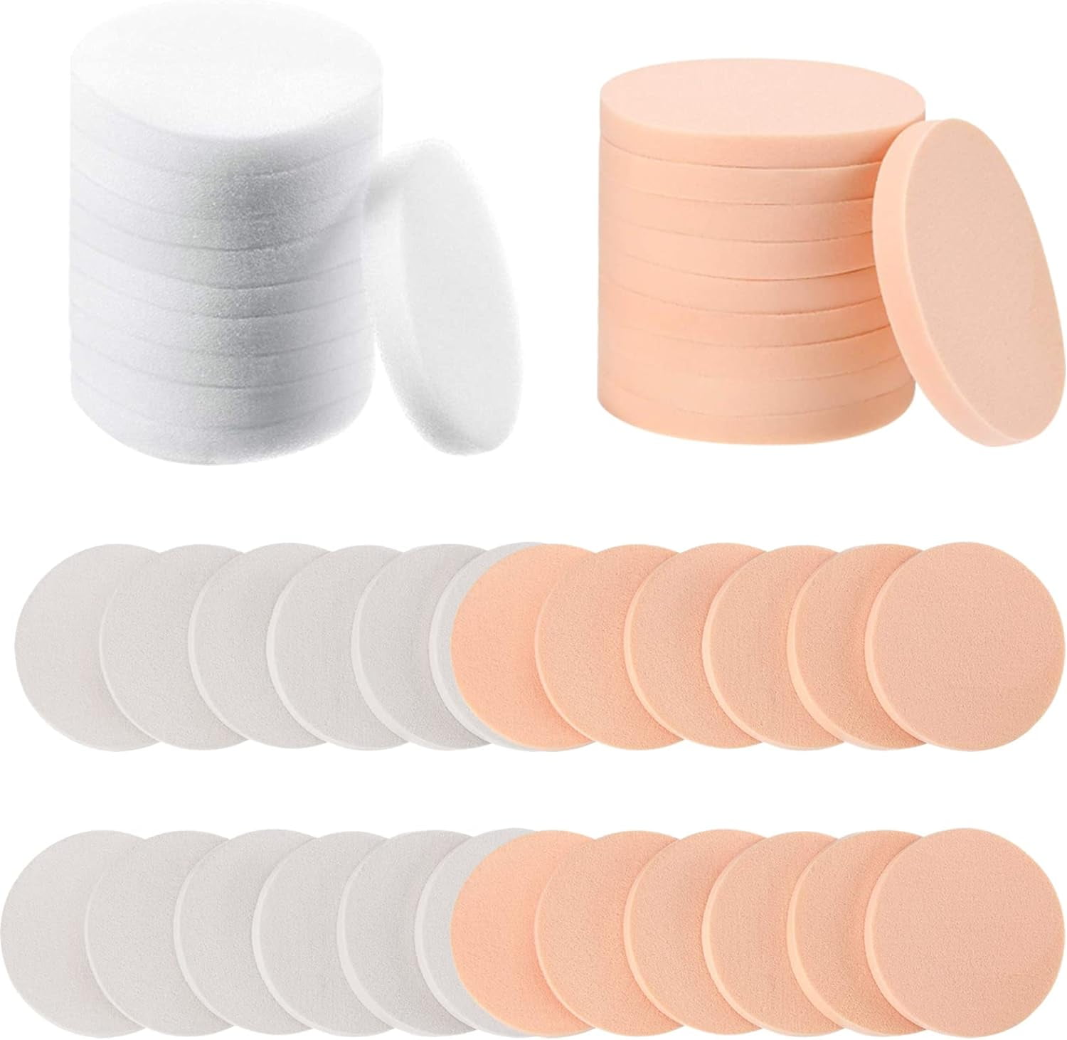 24 PCS Makeup Sponge Set, Soft Latex Round Circle Flat Applicators for ...