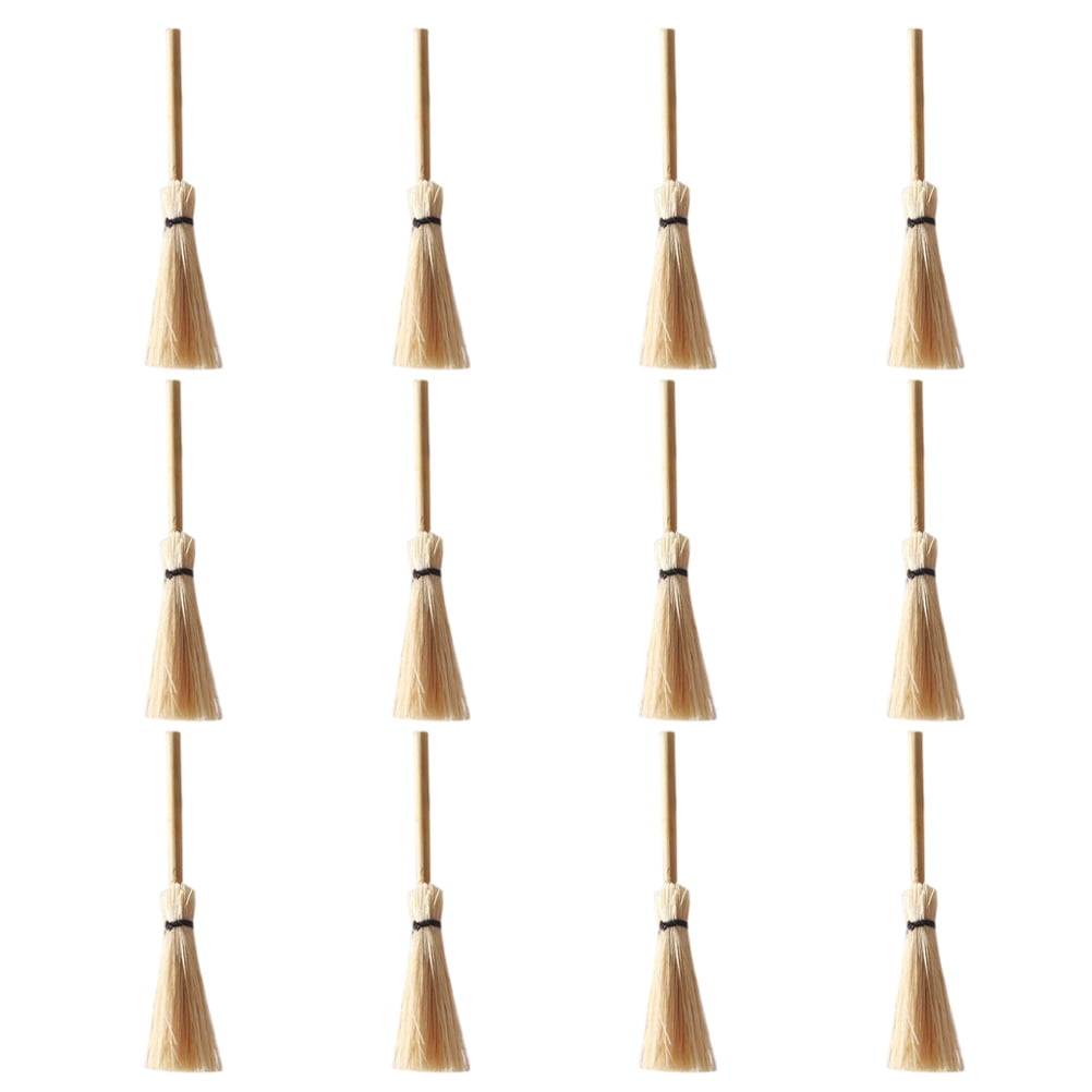 24 PCS Mini Broom Broomstick Straw Craft Decor Photo Natural Bamboo ...