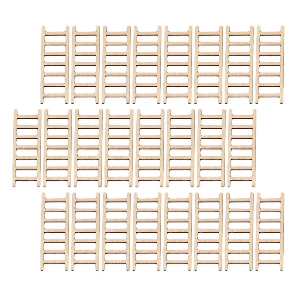 24 PCS Mini Ladders for Crafts Wood Fairy Garden Wooden Miniature Decor ...
