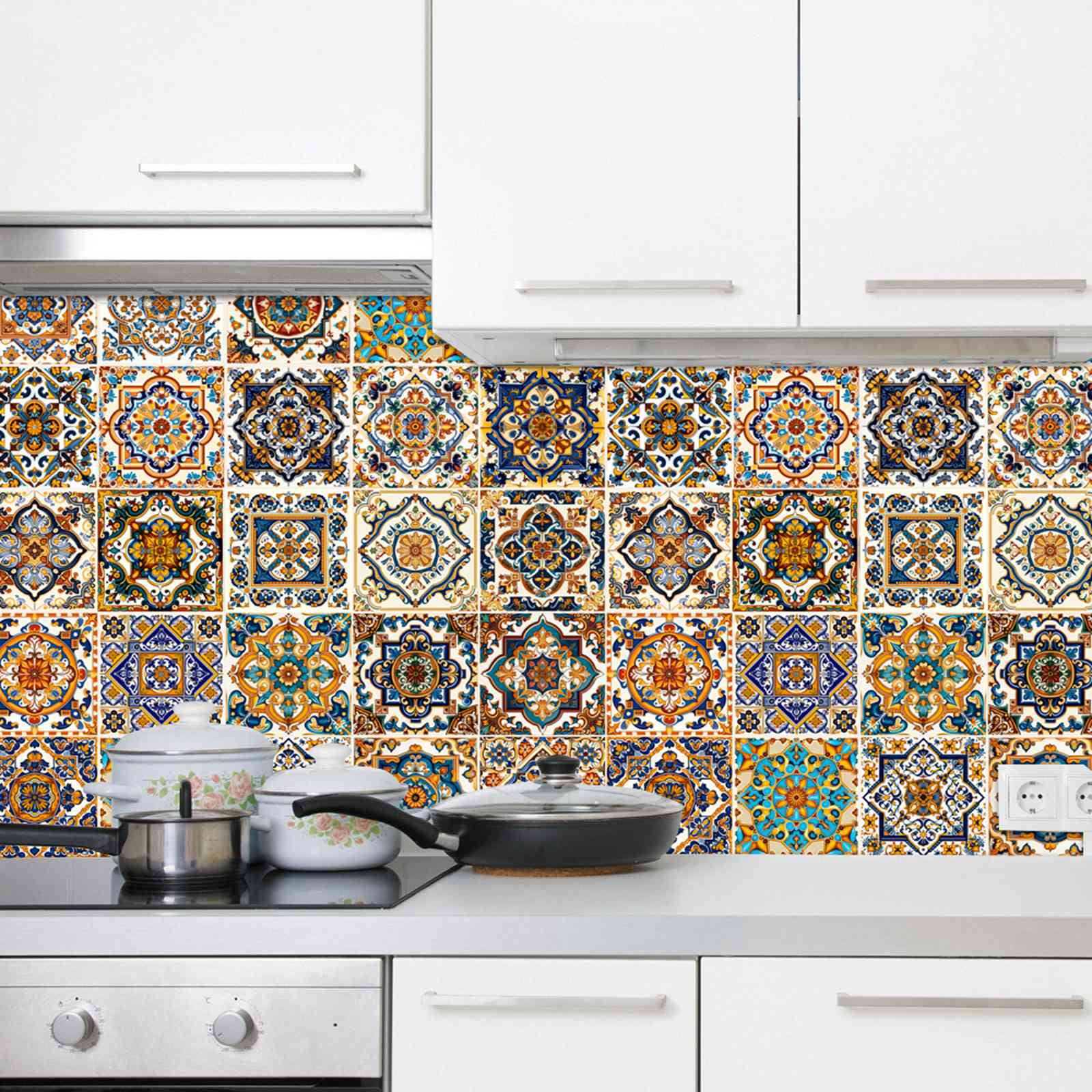 24 PCS Moroccan Style (6x6 in) Decorative Tile Stickers,Self Adhesive ...