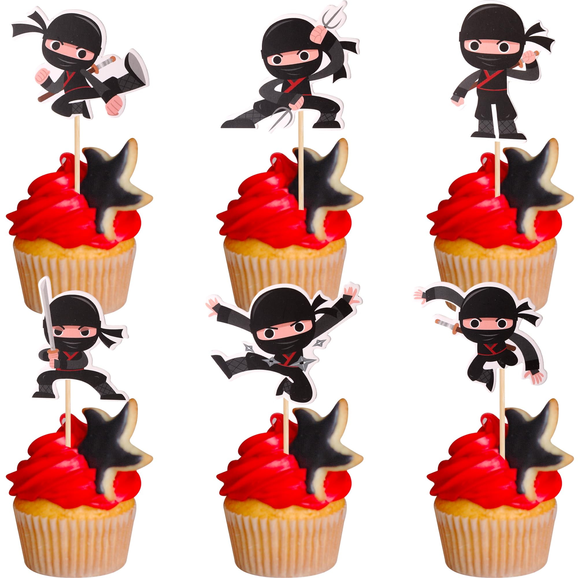 24 PCS Ninja Cupcake Toppers Assembled AIS1 Martial Arts Karate Kung Fu ...