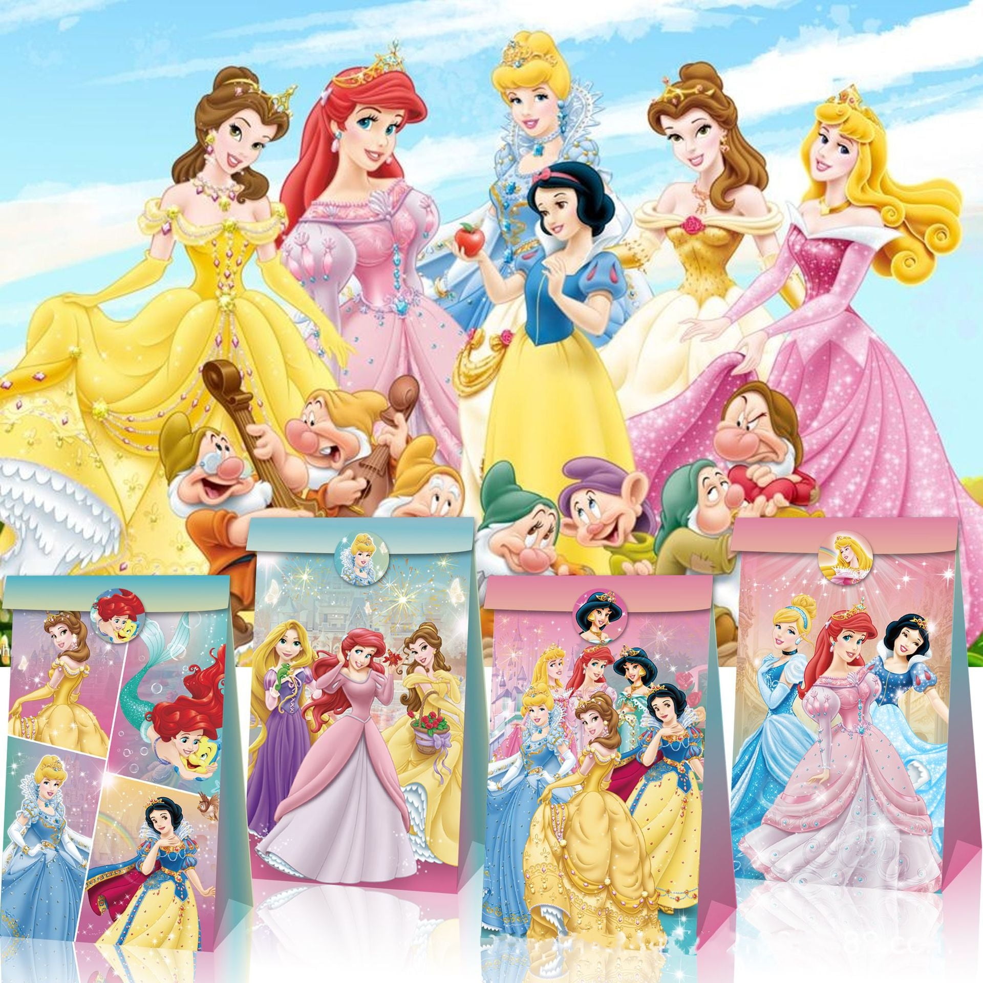 24 PCS Party Favor Candy Bags for Disney Princesses Themed Birthday ...