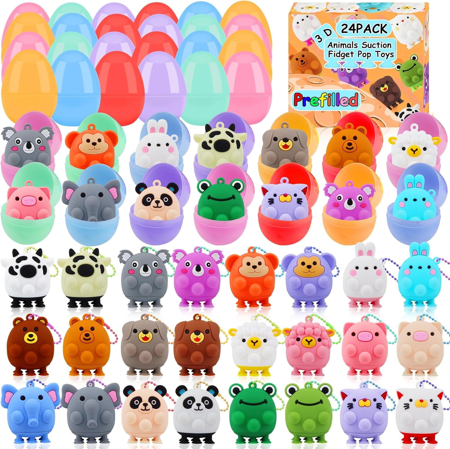24 PCS Party Favors for Kids,3D Animal Pop Toys,Goodie Bags Stuffers for Kids,Pinata Stuffers ...