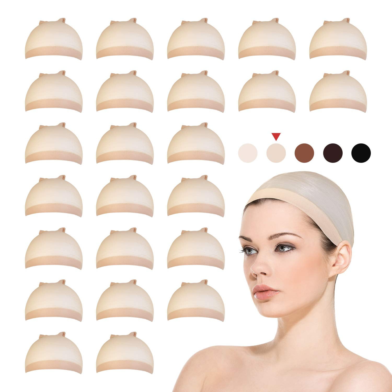 24 PCS! Perfect Fit Ultra Thin & Expandable Stocking Wig Cap, Each pack ...
