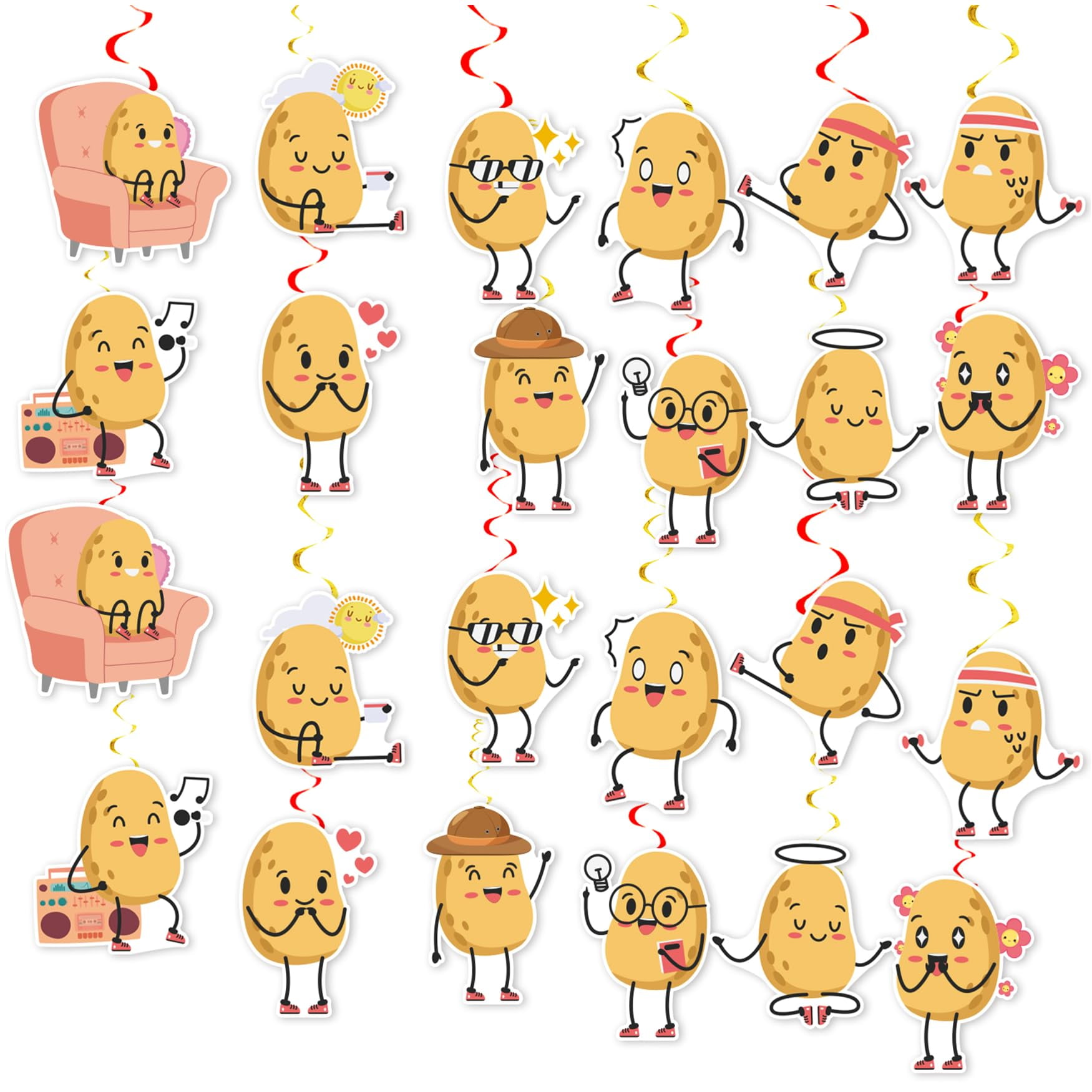 24 PCS Potato Hanging Swirl Decorations Potato Ceiling Streamers ...