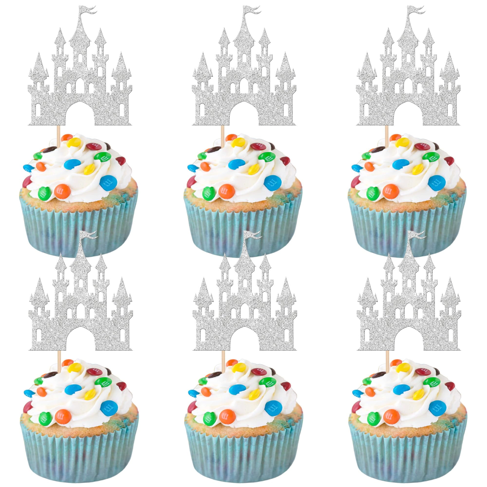 24 PCS Princess Castle Toppers Glitter KMC2Princess Toppers Queen ...