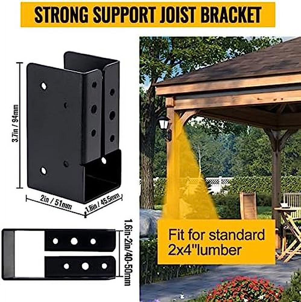 24 PCS Q235 Steel Concealed Joist Hanger, 2"x4" Outdoor Concealed ...