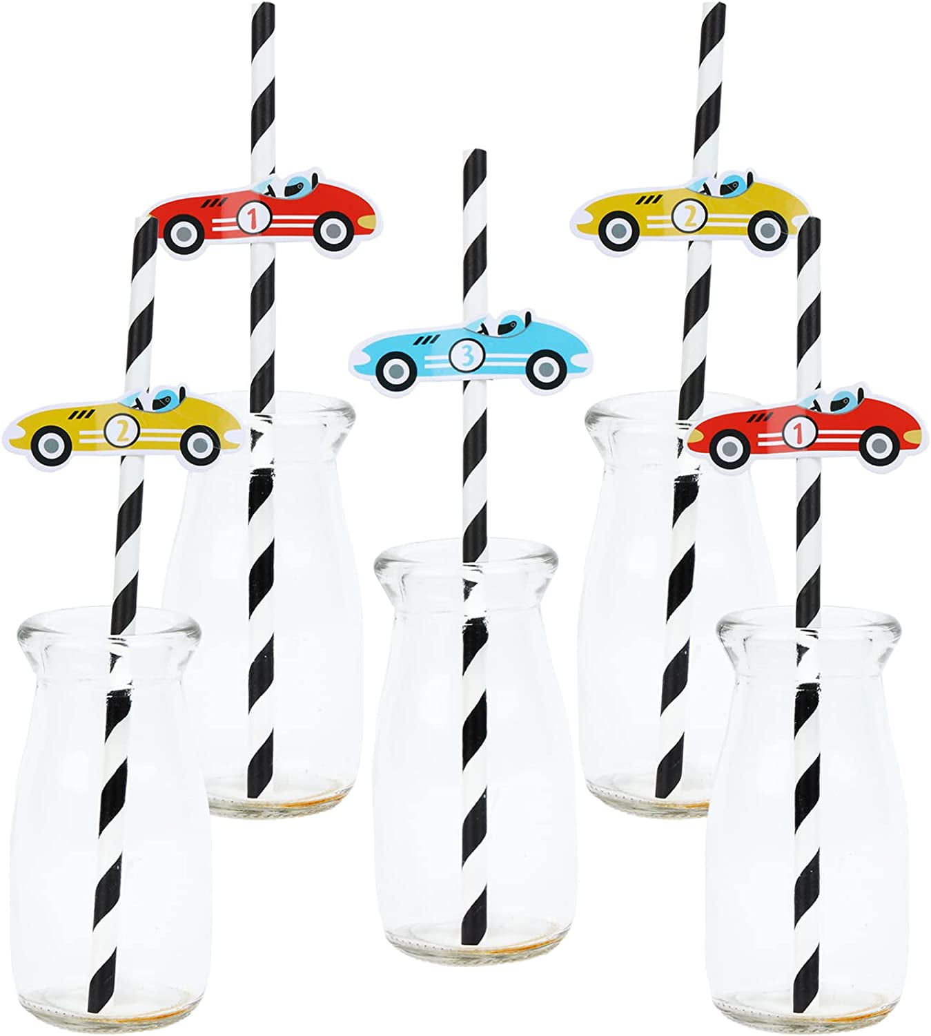 Cheereveal Vintage Racing Car Paper Straws – 24 PCS Birthday Baby ...