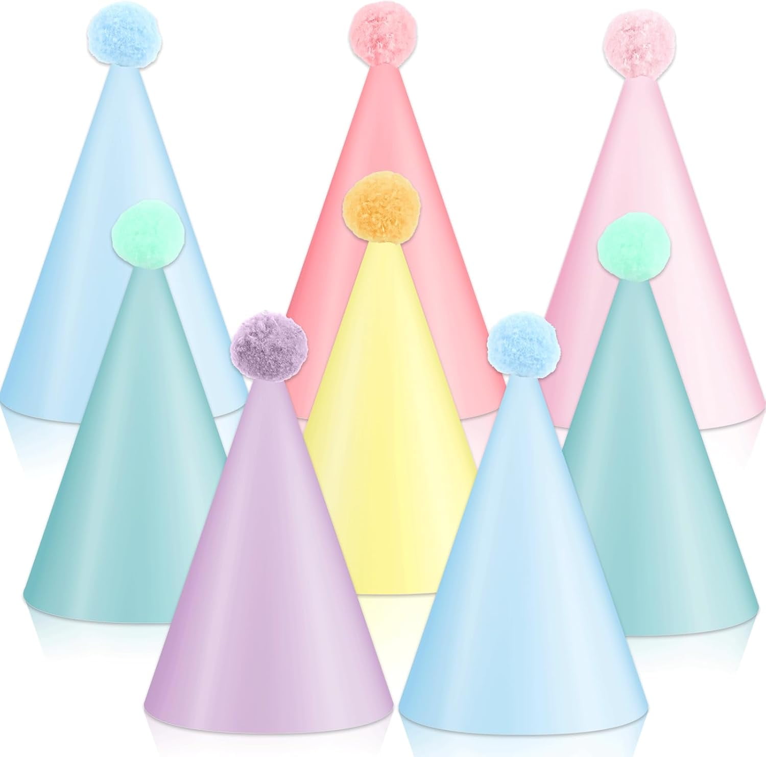 24 PCS Rainbow Party Hats - DIY Assemble Pastel Rainbow Themed Paper ...