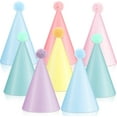 24 PCS Rainbow Party Hats - DIY Assemble Pastel Rainbow Themed Paper ...