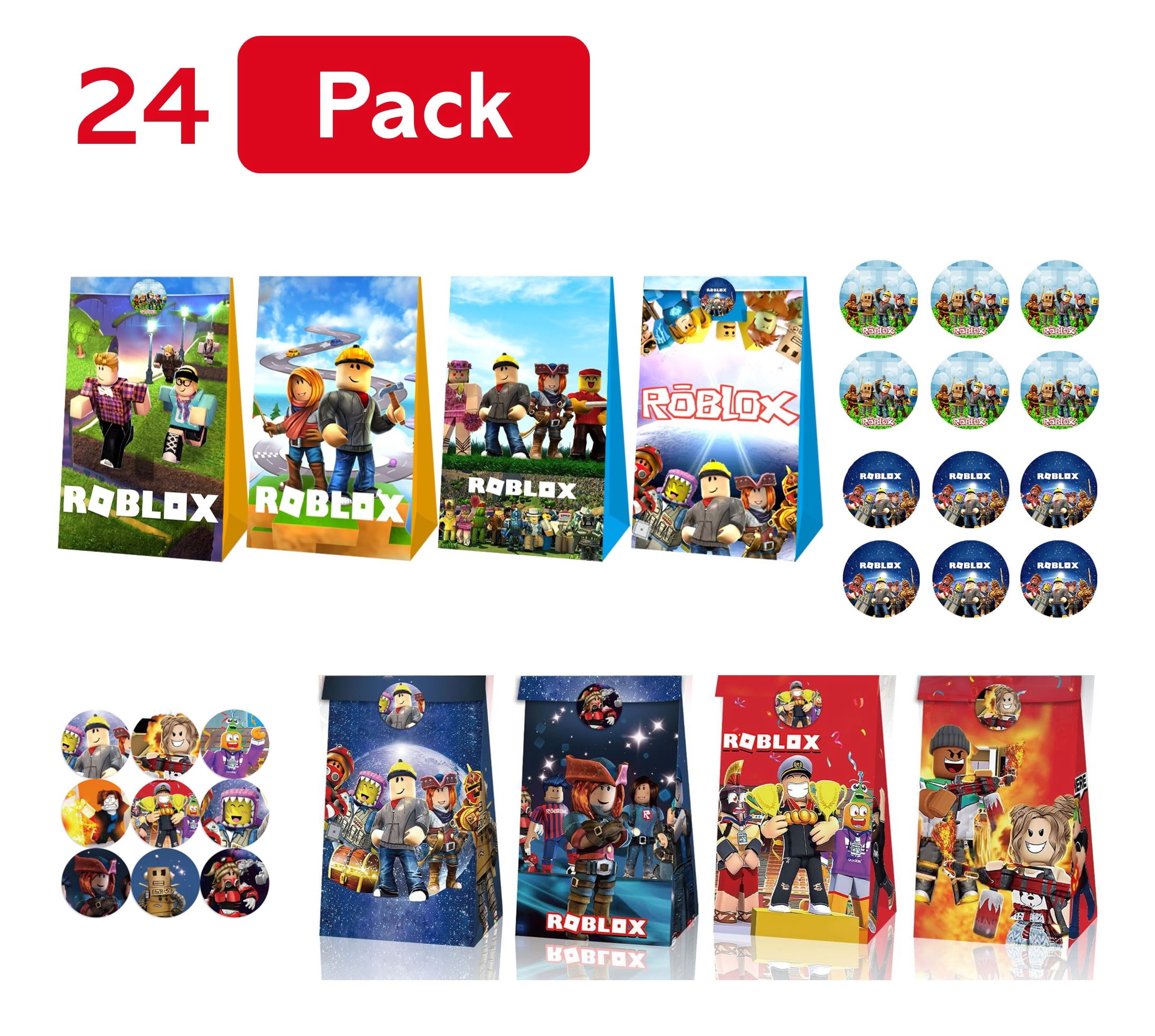 24 PCS Roblox Gift Bags Favor Bags Birthday Party Gift Bags Pixel Style ...