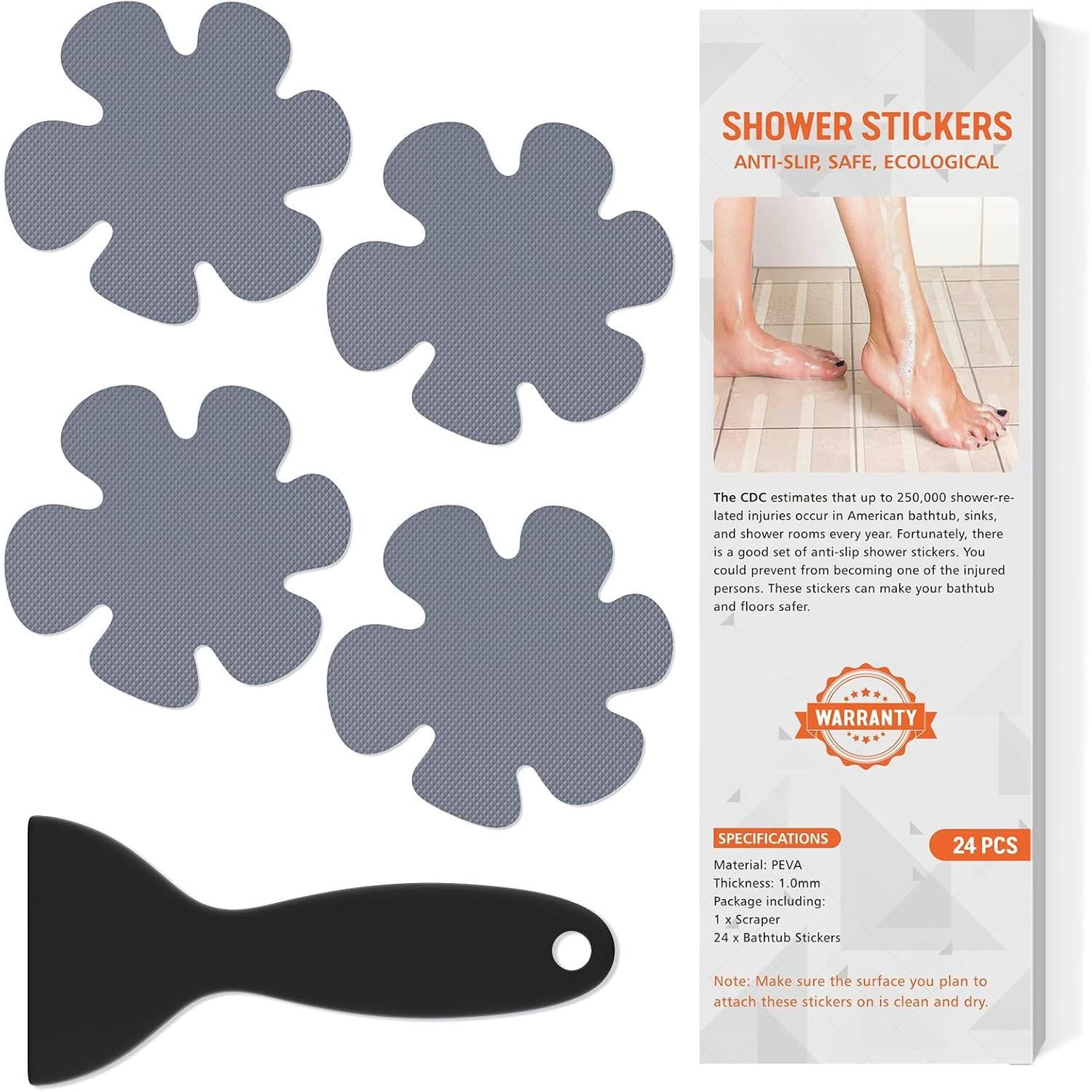 24 PCS Shower Stickers for Safety Bathroom Tubs, Bathtub Non Slip ...