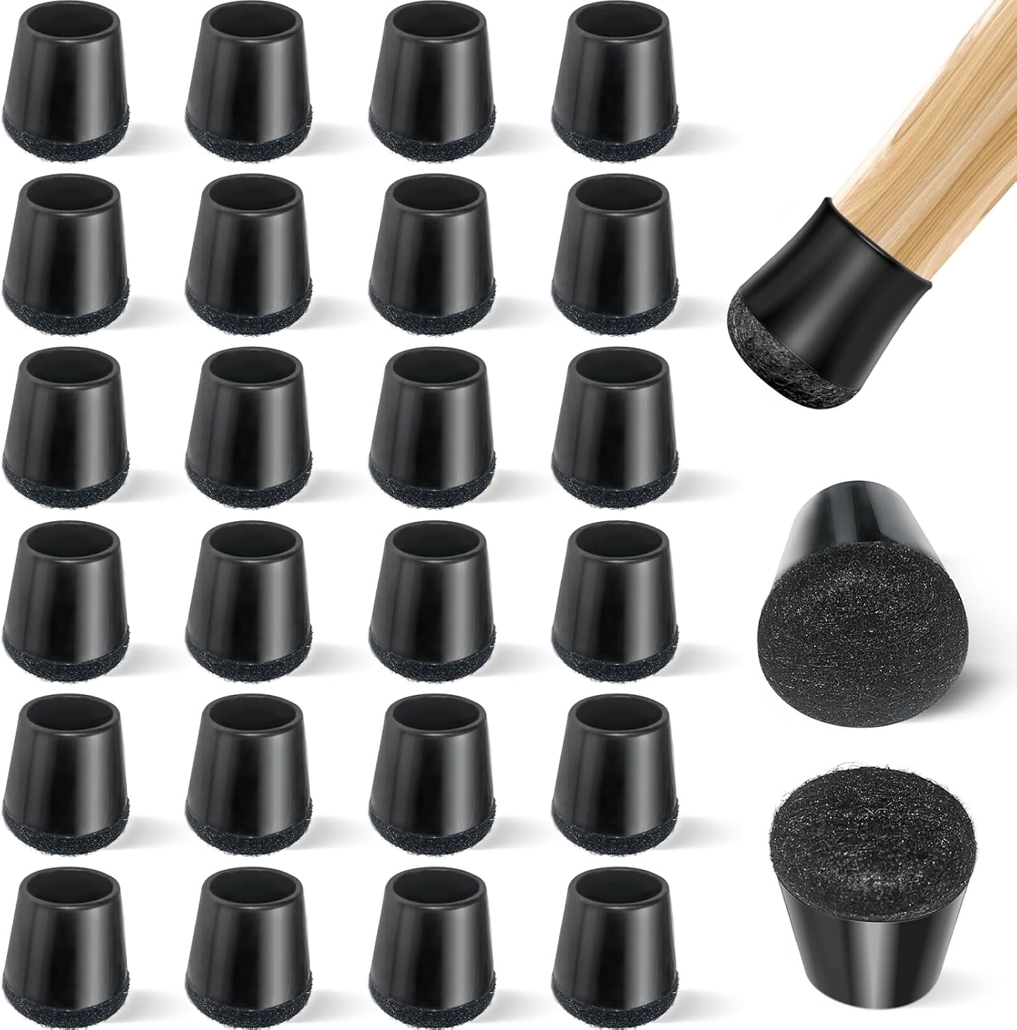 24 PCS Silicone & Felt Chair Leg Floor Protectors - Scratch Proof ...