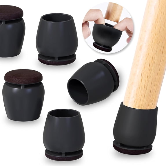 24 PCS Small Square Silicone Chair Leg Floor Protectors, Felt Furniture ...