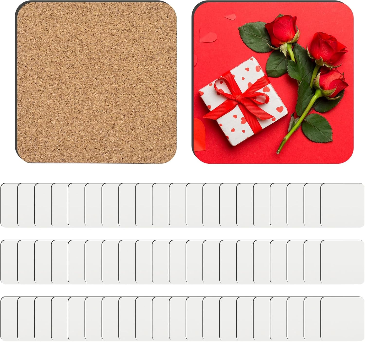 24 PCS Sublimation Coasters With MDF Cork Back - Heat Transfer Wood ...