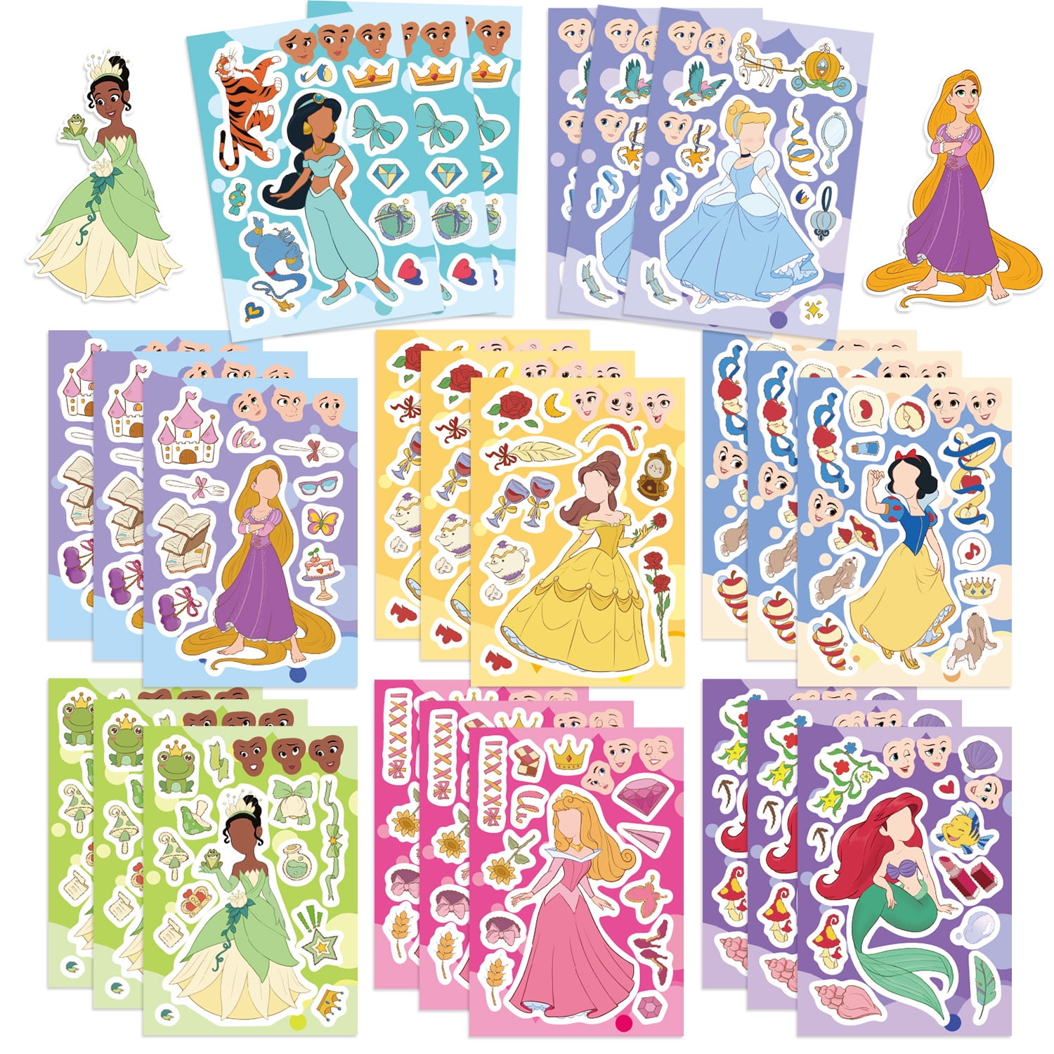 24 PCS Tiana Princess Sticker Sheets Large Make Your Own Mix and Match ...