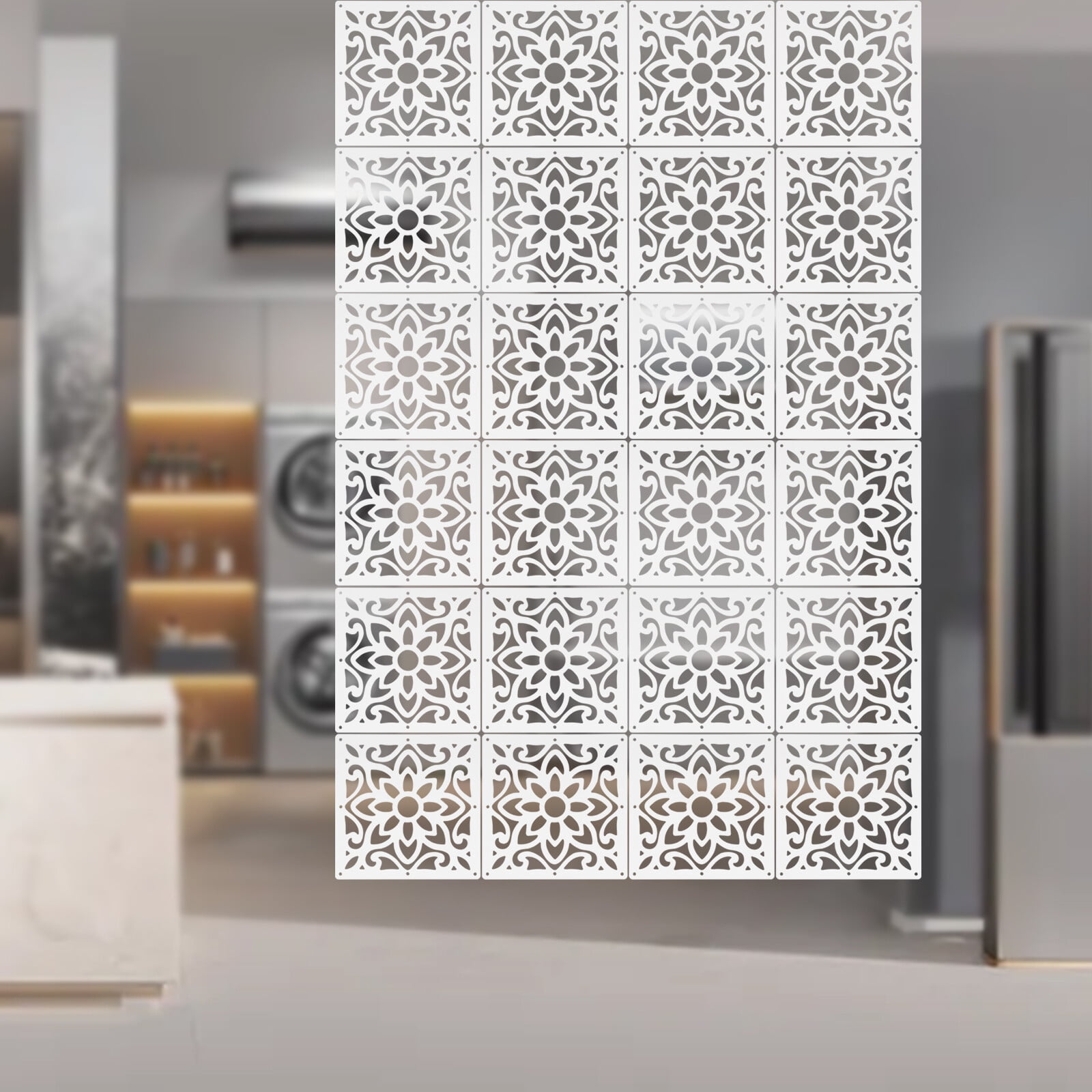 24 PCS Wood Plastic Privacy Screen Panels - Modern Flower Carving ...