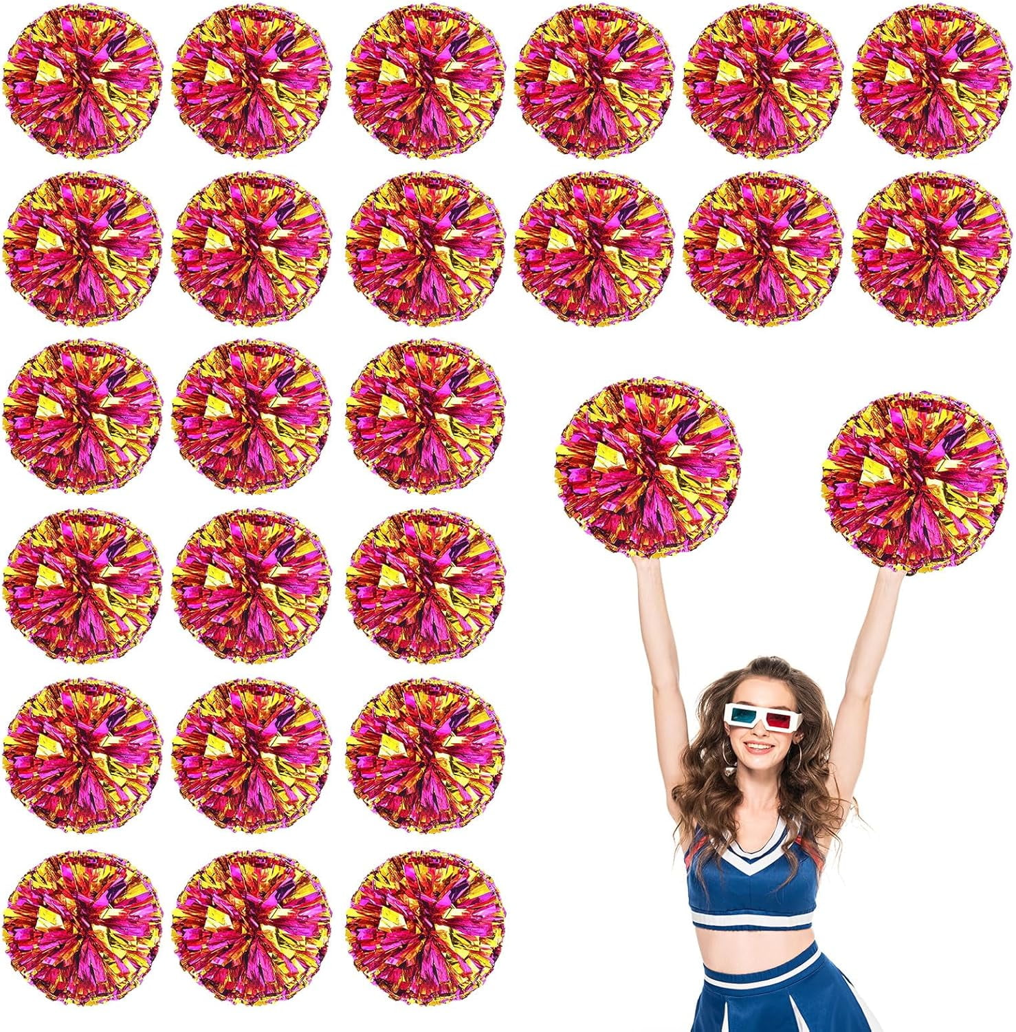 24 PCS pom poms Cheerleading,13.8inch Sports Team Spirits Cheering ...