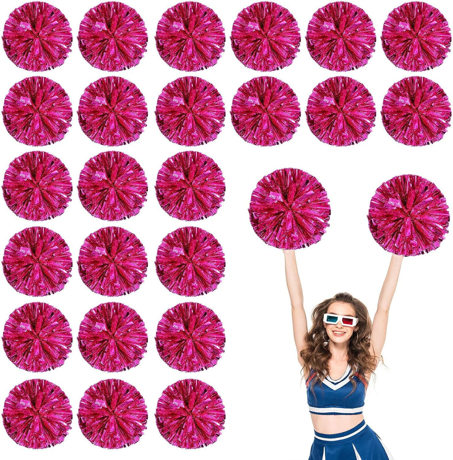 24 PCS pom poms Cheerleading,13.8inch Sports Team Spirits Cheering ...
