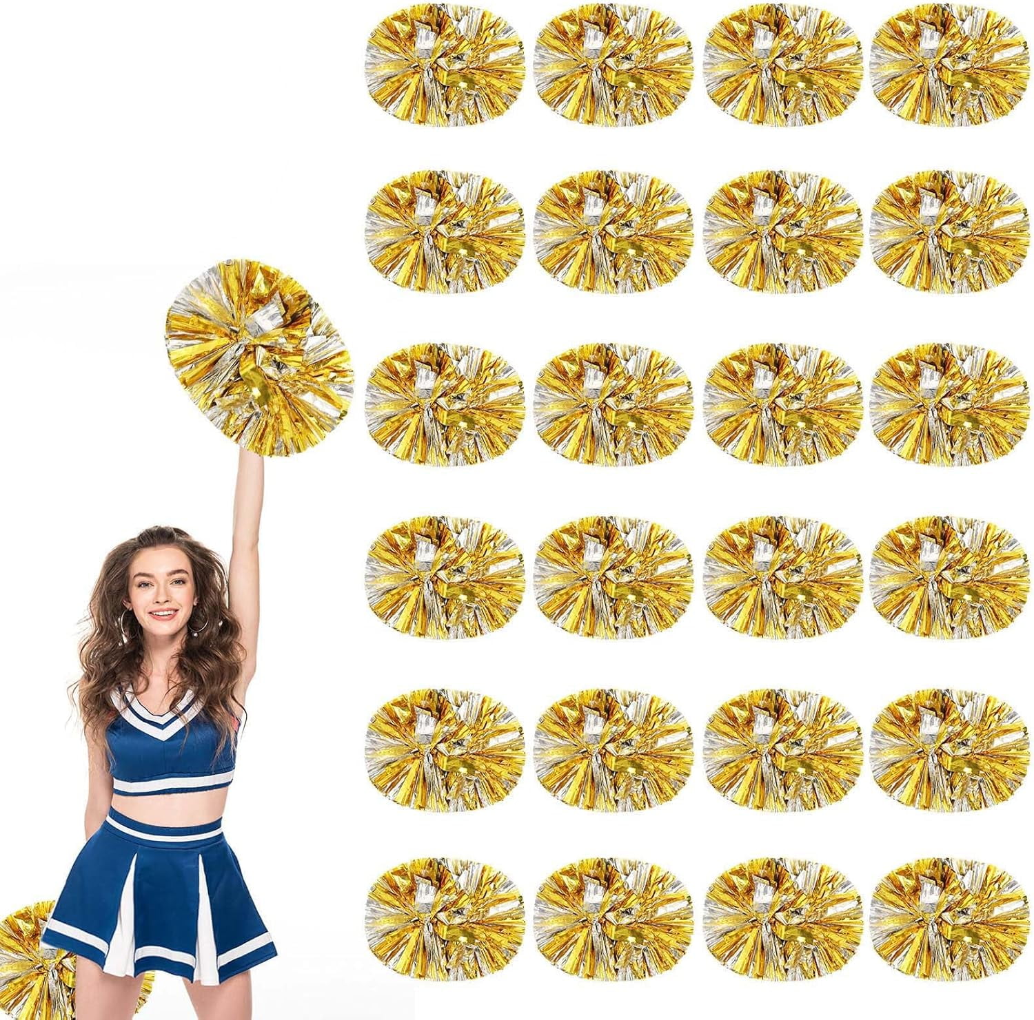 24 PCS pom poms Cheerleading,13.8inch Sports Team Spirits Cheering ...