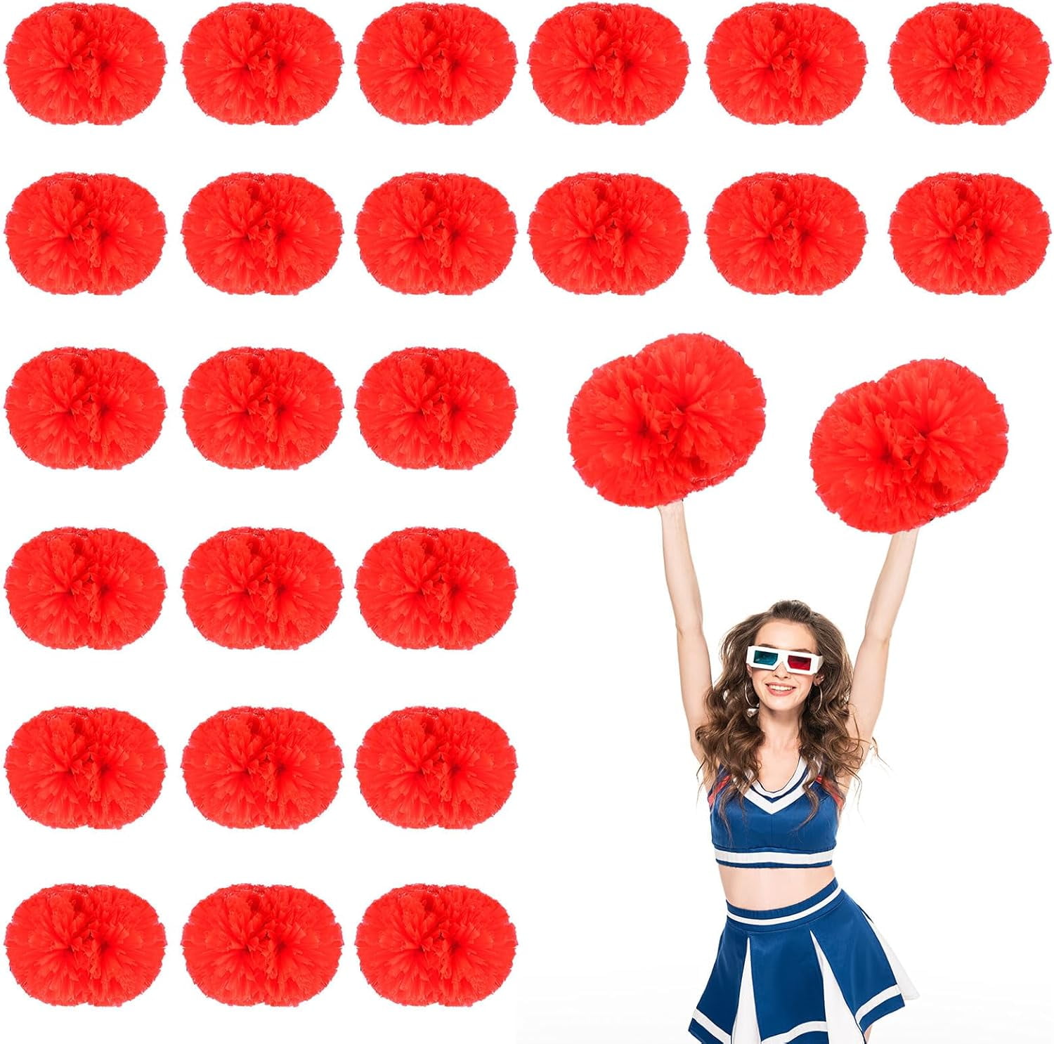24 PCS pom poms Cheerleading,13.8inch for Sports Teams, Dance Training ...