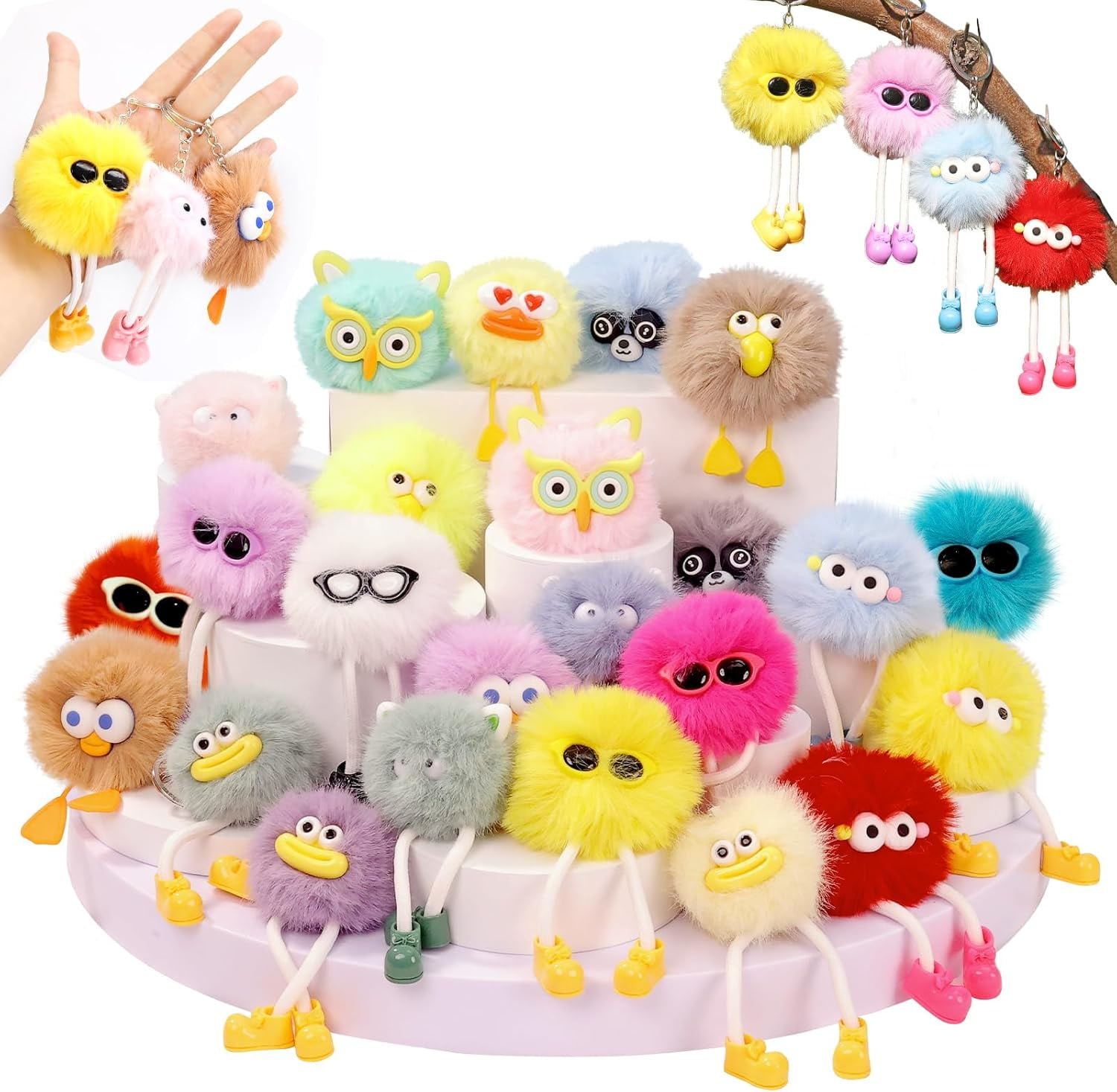 24 PCs Keychains - Keychain Cute for Birthday Back-to-school Goodie ...