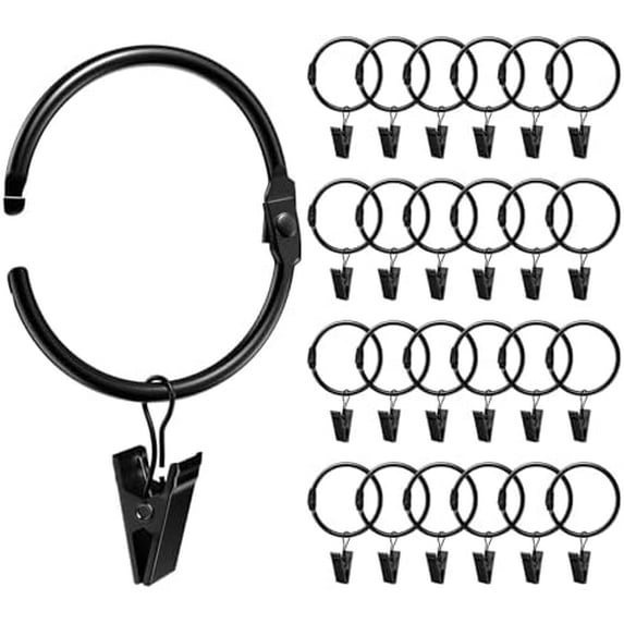 24 Pack 1.5 Inches Openable Curtain Rings with Clips, Drapery Metal ...
