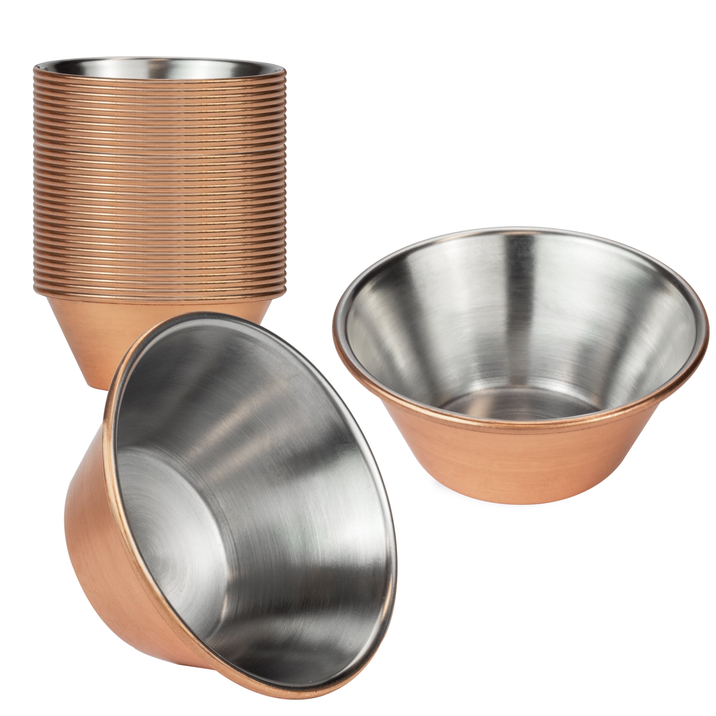 [24 Pack] 1.5 oz Stainless Steel Sauce Cups - Copper Plated Individual ...