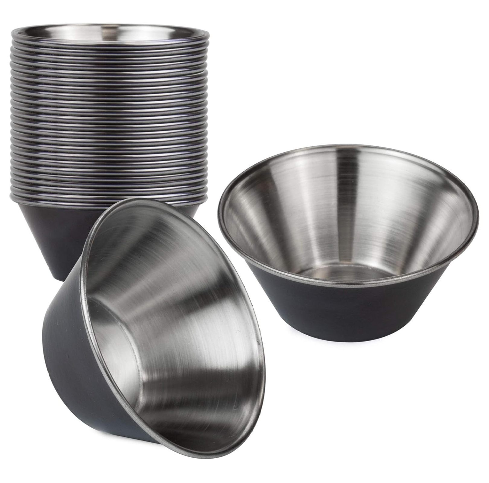 [24 Pack] 1.5 oz Stainless Steel Sauce Cups - Matte Black Individual ...