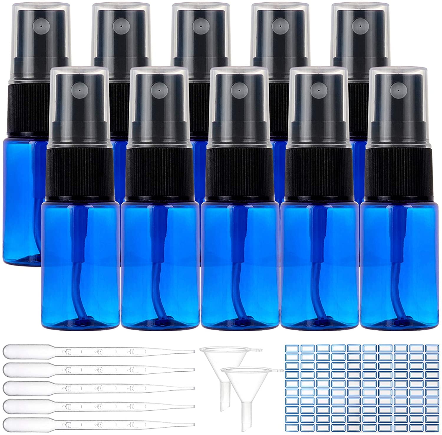 24 Pack 10ml Mini Blue Plastic Spray Bottle Fine Mist Spray Bottle with ...